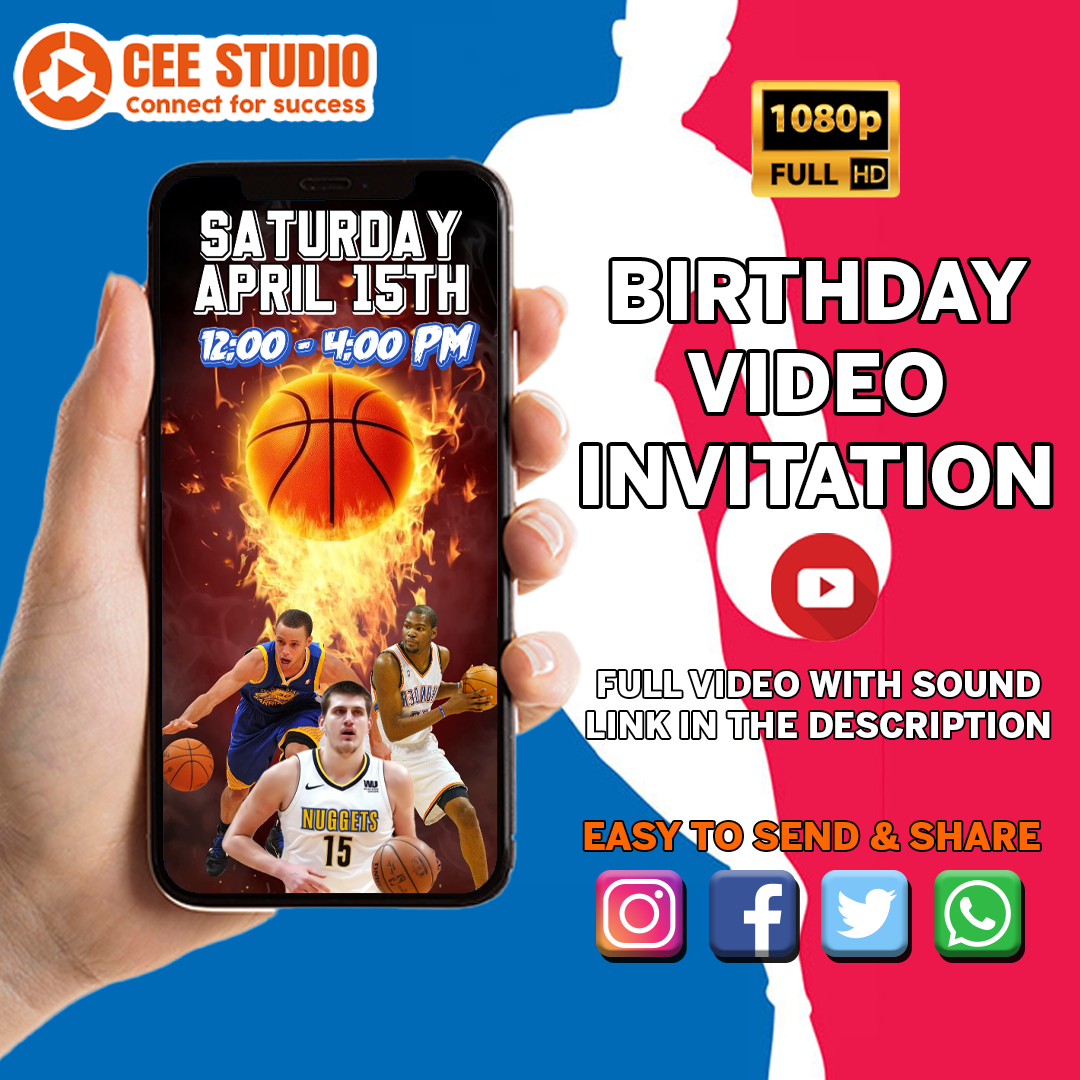 NBA Video Invitation, Video Birthday Invitation Video Invite | Inspire ...