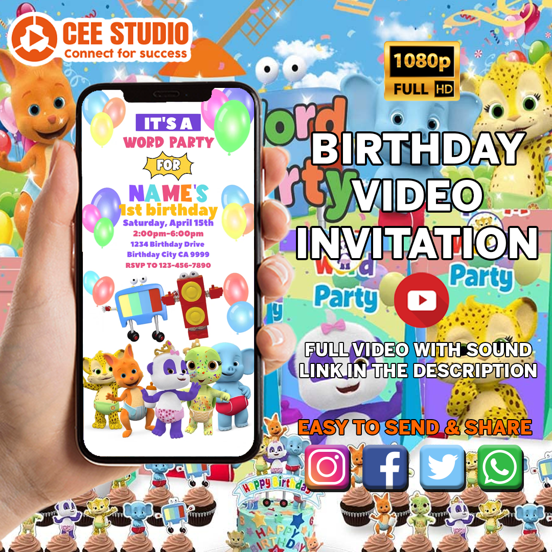 Word Party Invitation, Word party birthday invitation, Word - Inspire ...