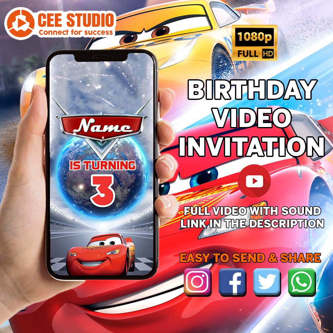 Cars Video Invitation, Cars Birthday Invitation, Cars Invita - Inspire ...