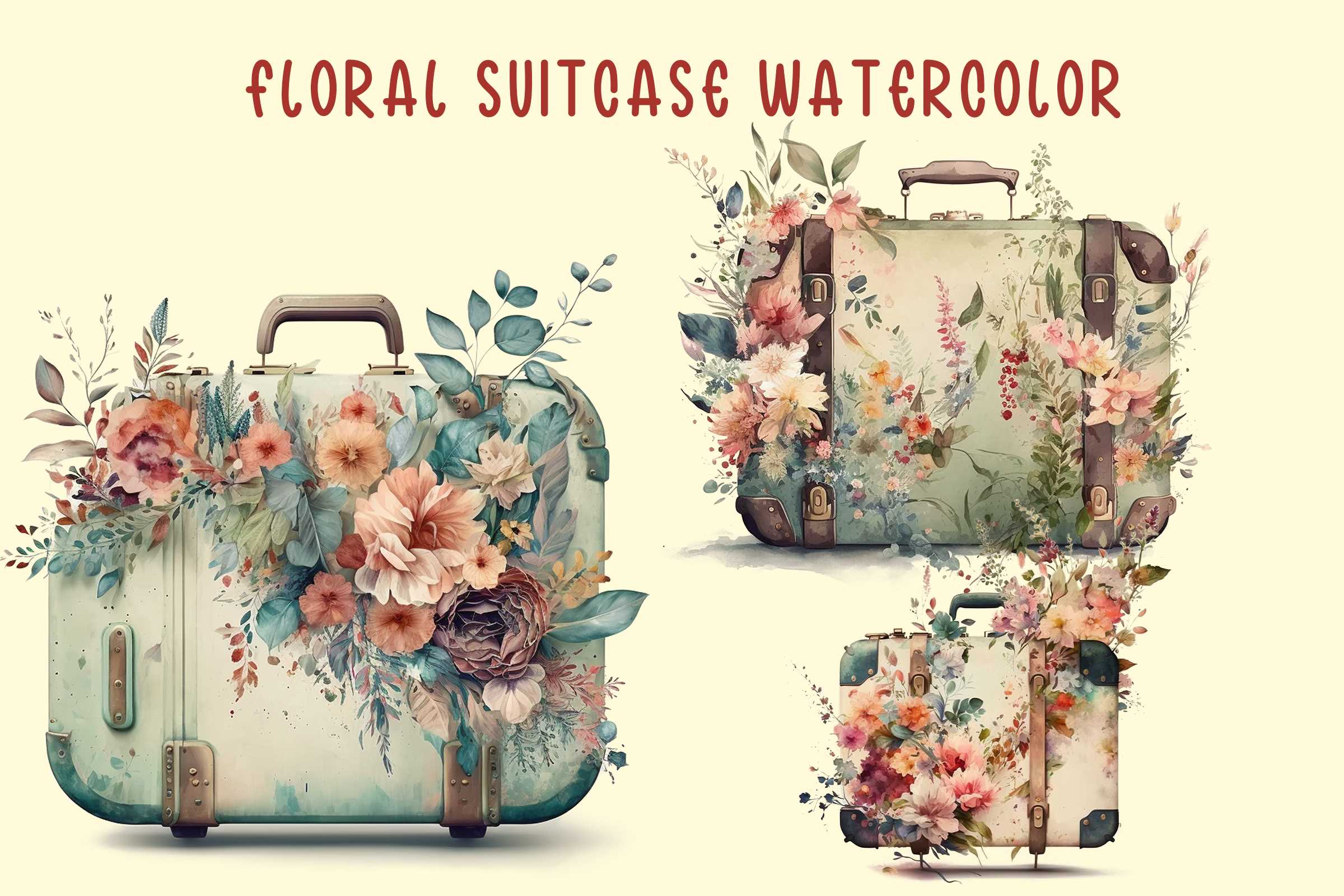 Floral Suitcase Watercolor | Inspire Uplift