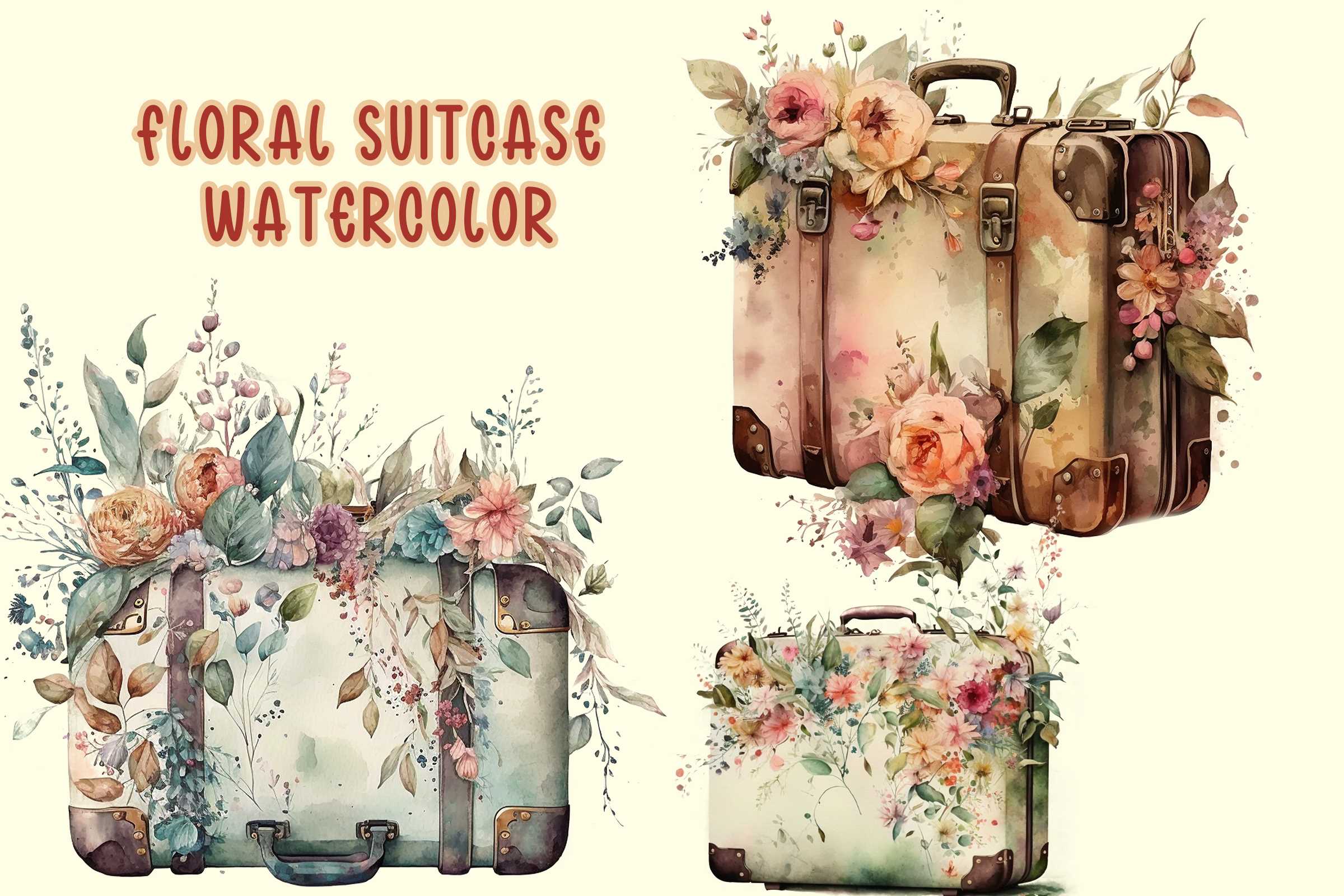 Floral Suitcase Watercolor - Inspire Uplift