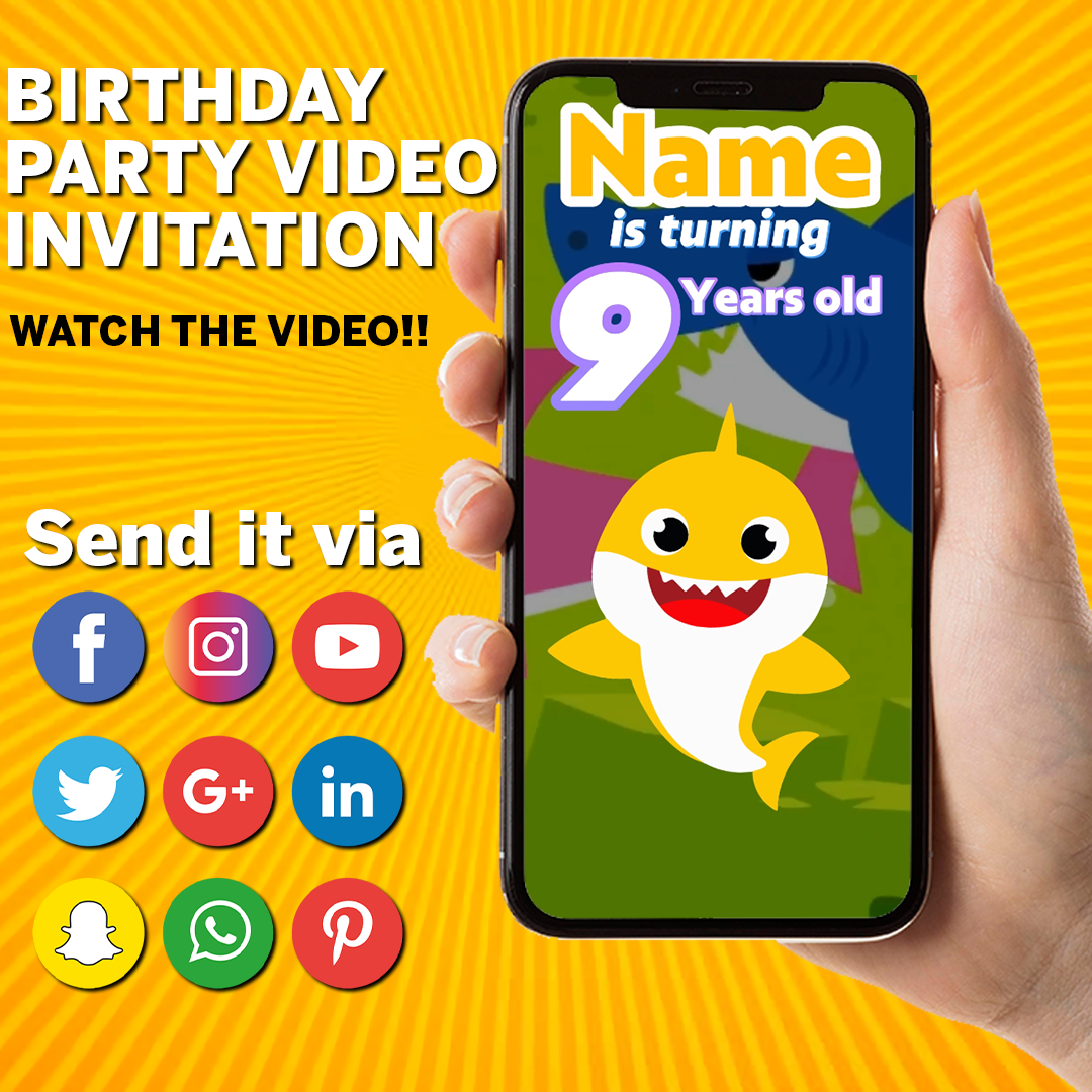 Baby Shark Invitation, Baby Shark Video Invitation, Baby Sha - Inspire ...