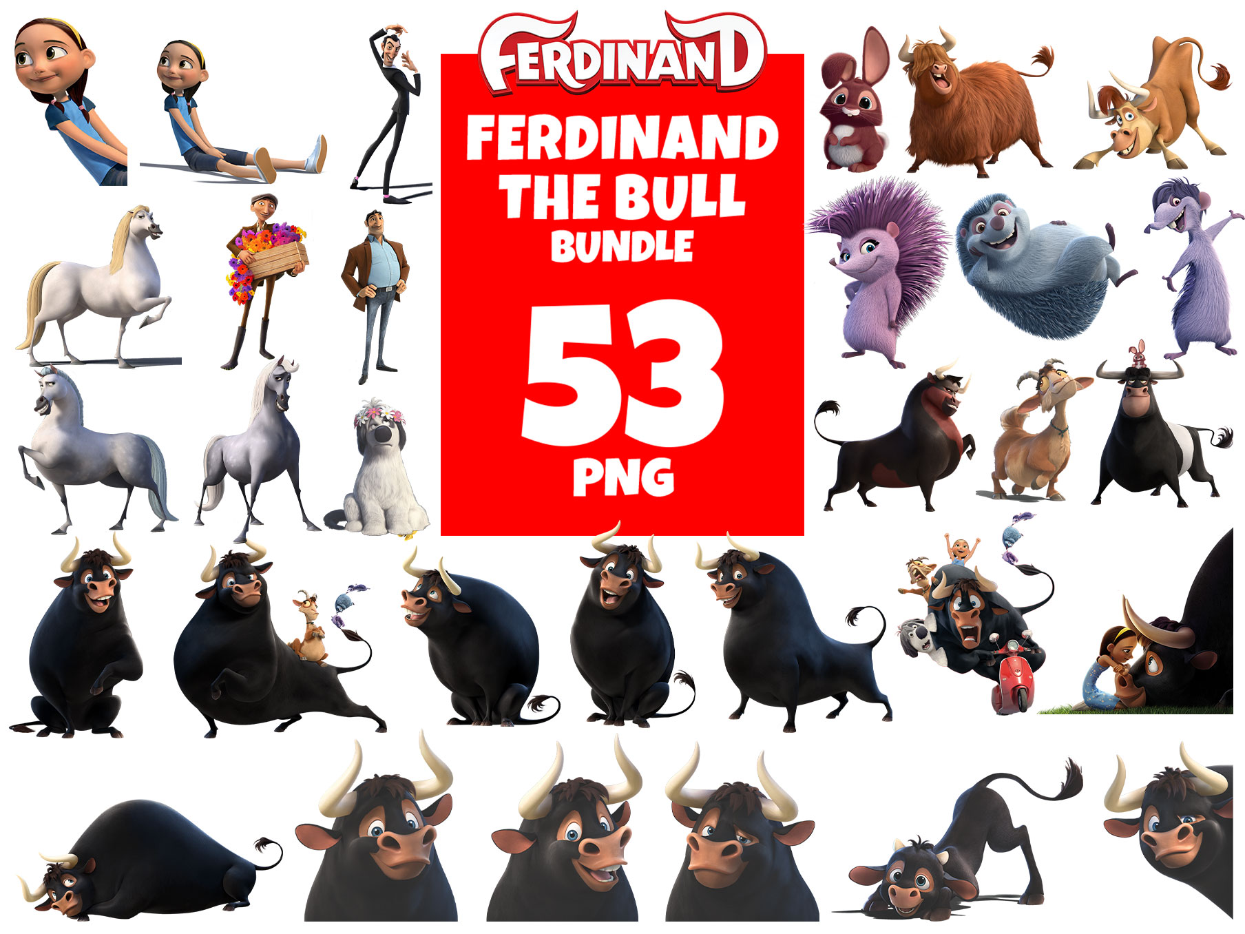 53 Files Ferdinand The Bull Bundle Png, Cartoon Png, Animal | Inspire ...