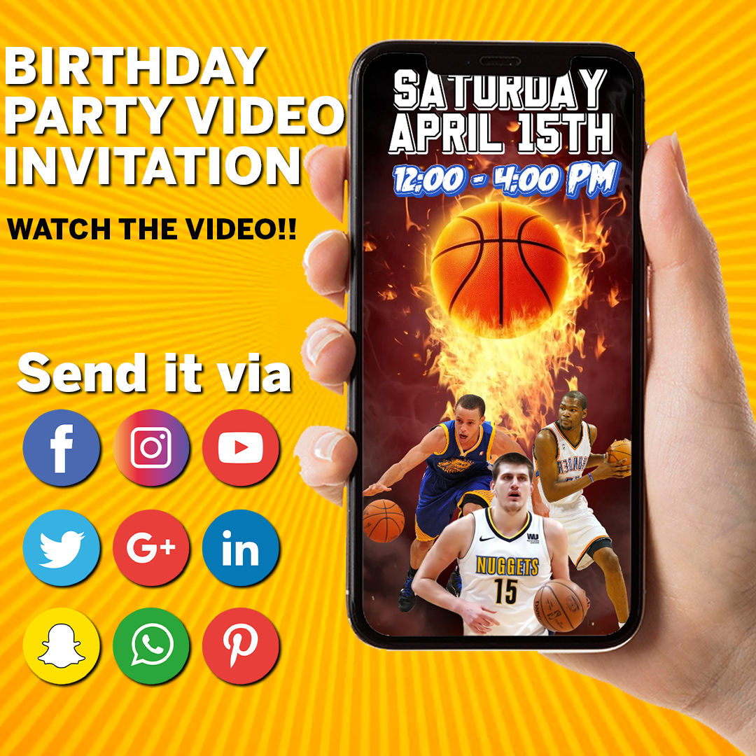 NBA Video Invitation, Video Birthday Invitation Video Invite | Inspire ...