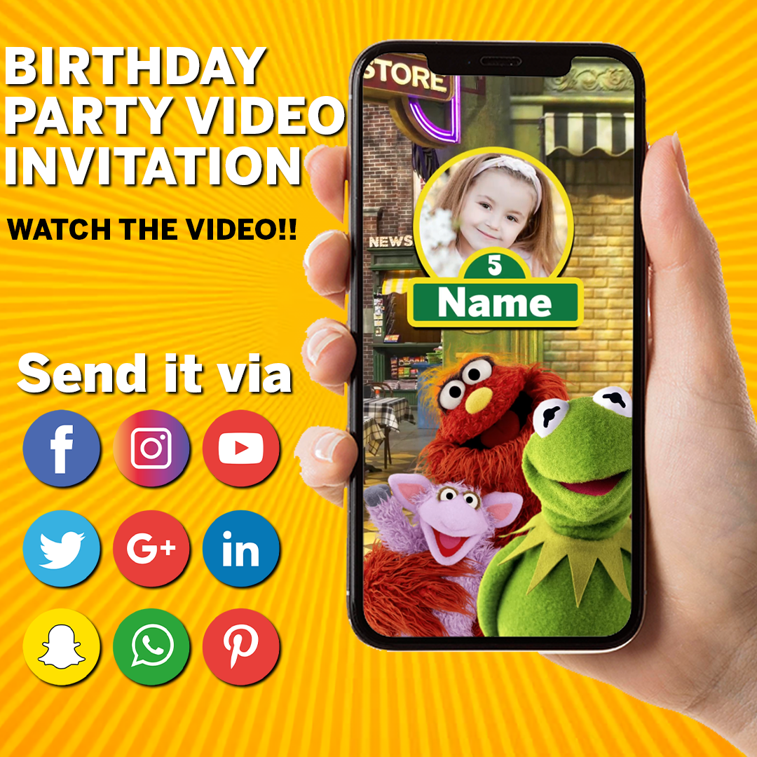 Sesame Street Animated Invite, Animated Birthday invitation, | Inspire ...
