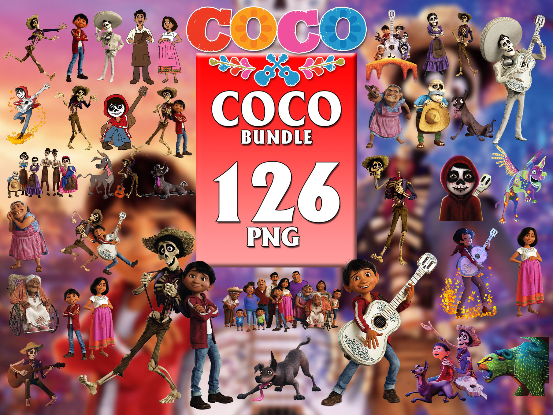 126 Files Coco Bundle Png, Disney Png, Cartoon Png, Coco Bun | Inspire ...