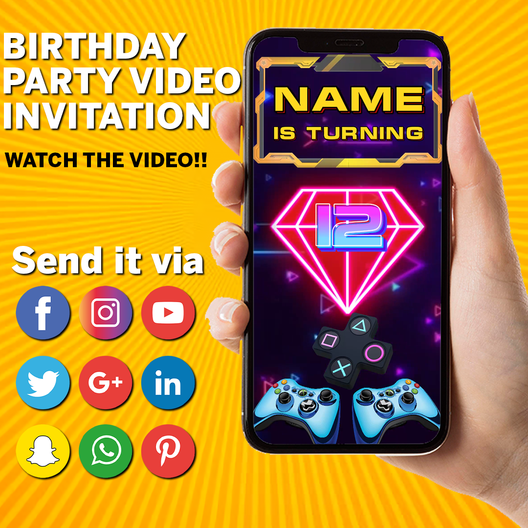 Video Game Invitation, Gamer Birthday Video Invitation, Vide | Inspire ...