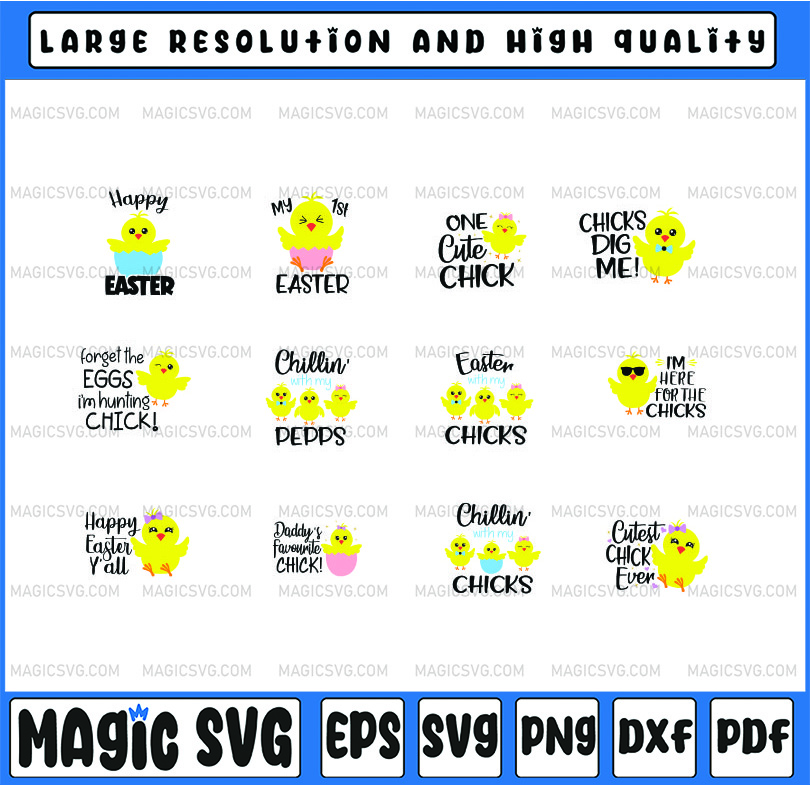 Easter Chick Bundle Svg, Easter Svg Bundle, Girl Easter svg - Inspire ...