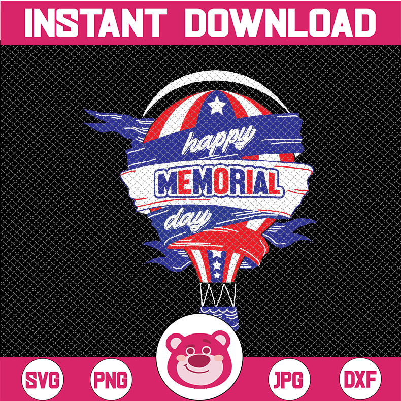 Hot Air Balloon Flag Memorial day SVG cutting file, Hot Air | Inspire ...
