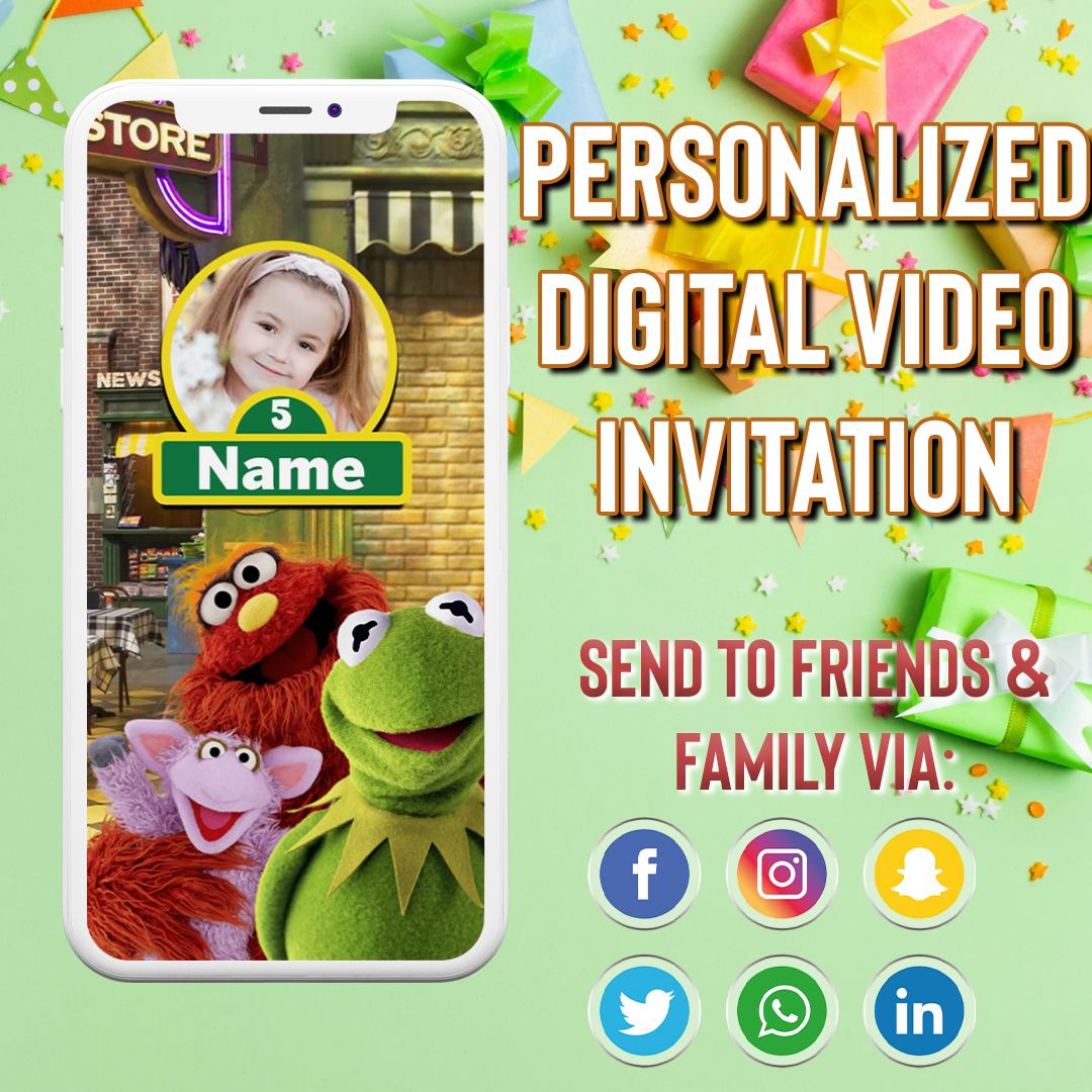 Sesame Street Animated Invite, Animated Birthday invitation, - Inspire ...