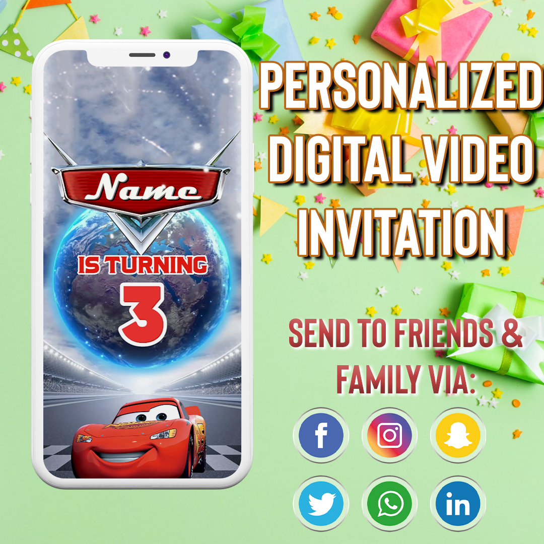 Cars Video Invitation, Cars Birthday Invitation, Cars Invita | Inspire ...