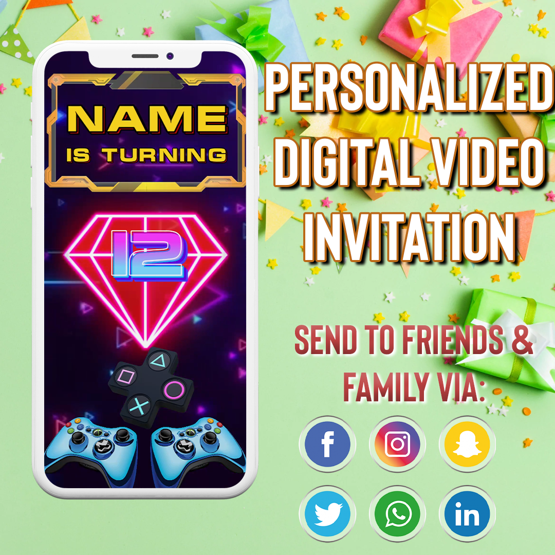 Video Game Invitation, Gamer Birthday Video Invitation, Vide - Inspire ...
