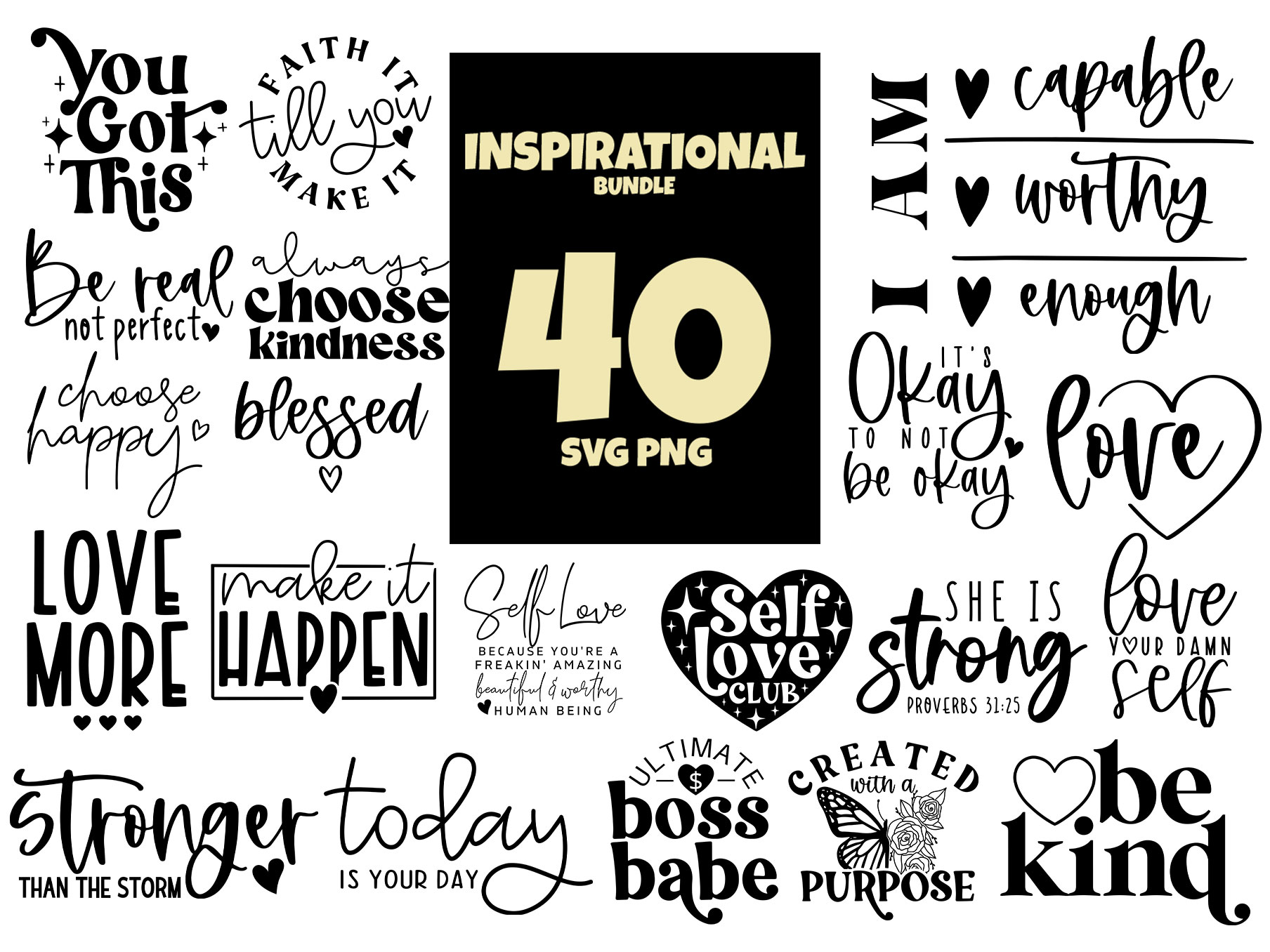 40 Files Inspirational Bundle Svg, Trending Svg, Quotes Svg, | Inspire ...