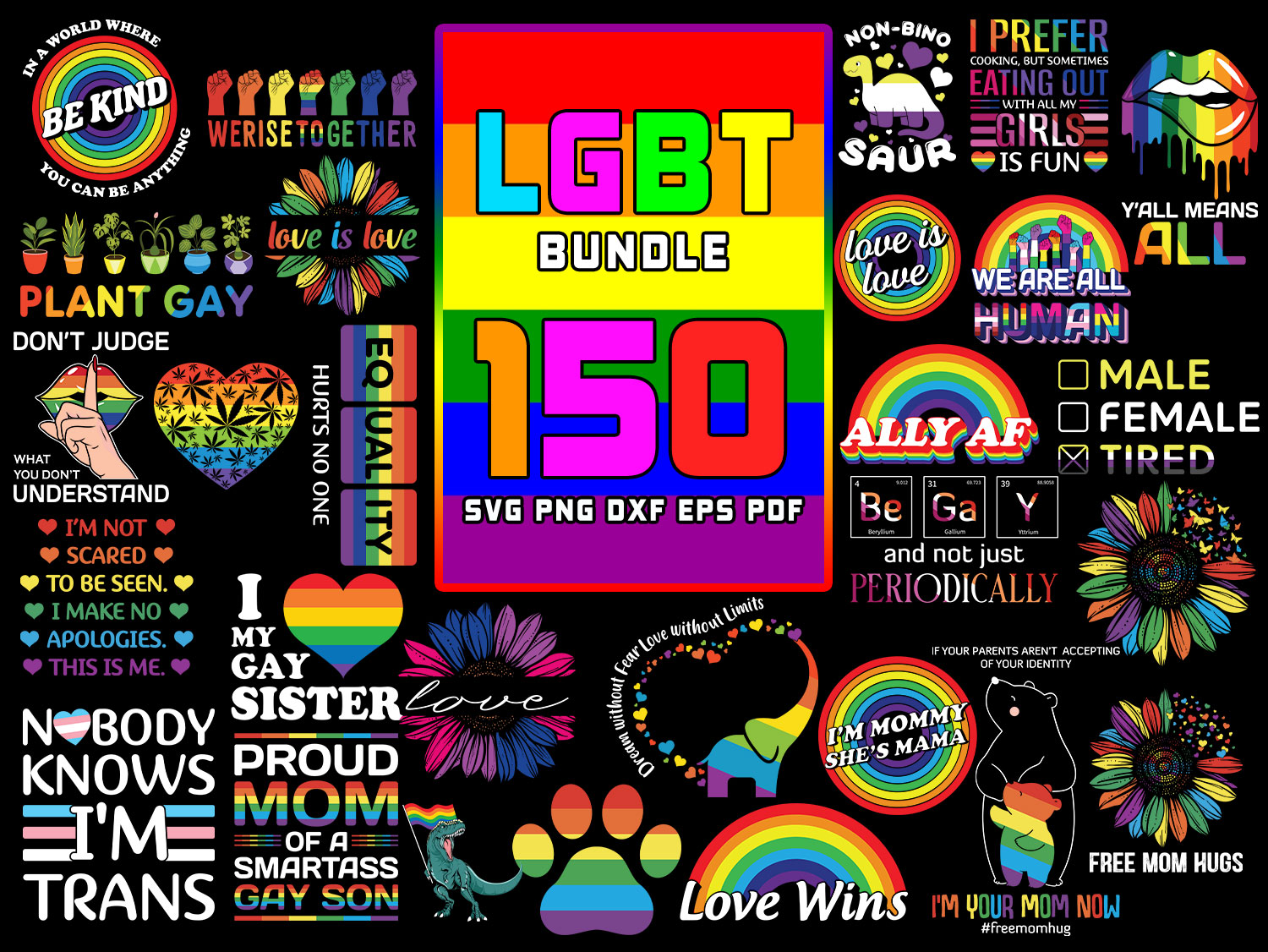 150 LGBT Bundle Sublimation Svg, Lgbt Svg, Dream Without Fea | Inspire ...