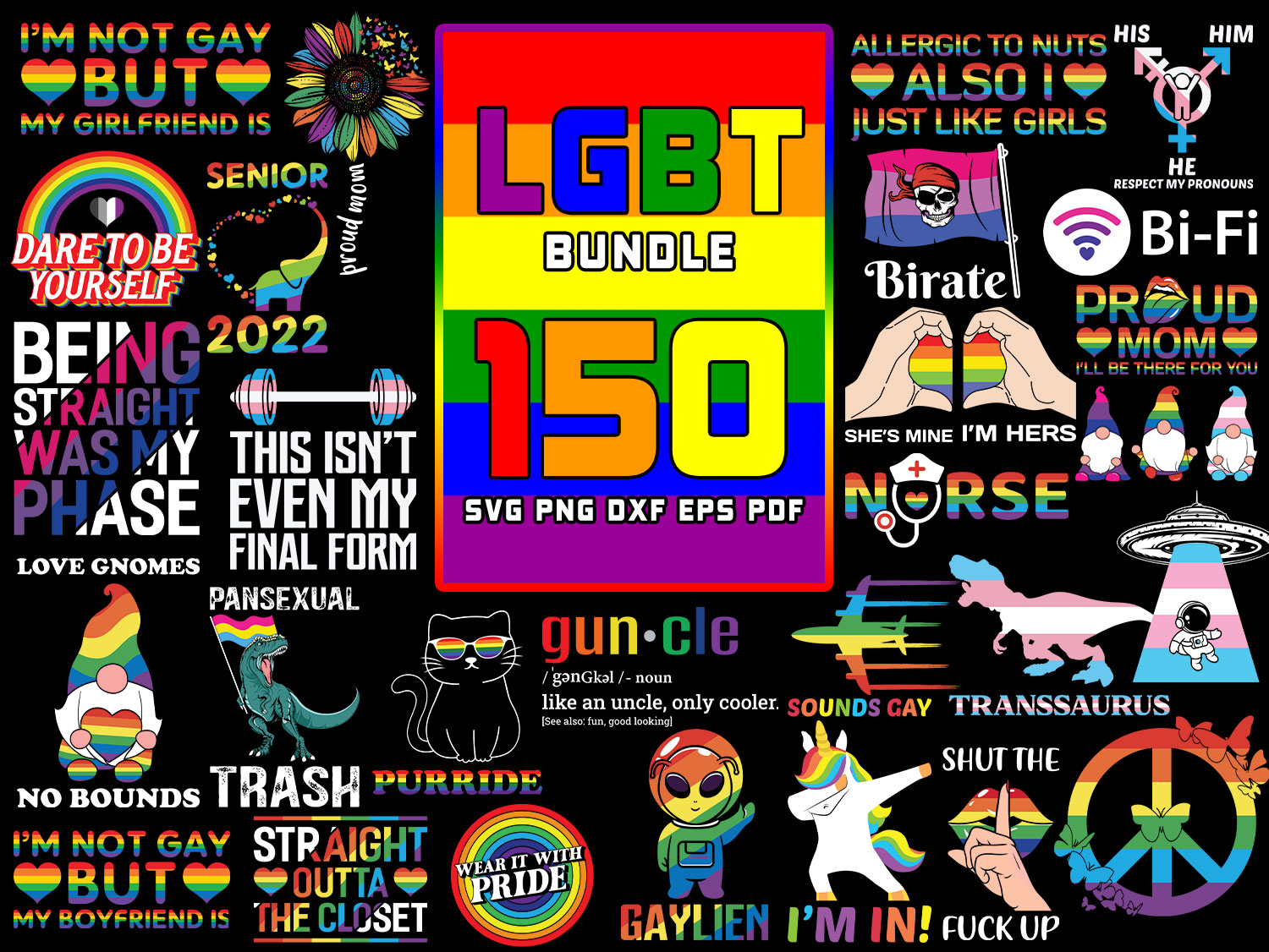 150 LGBT Bundle Design Svg, Lgbt Svg, Lgbt Supporter Love Ga | Inspire Uplift