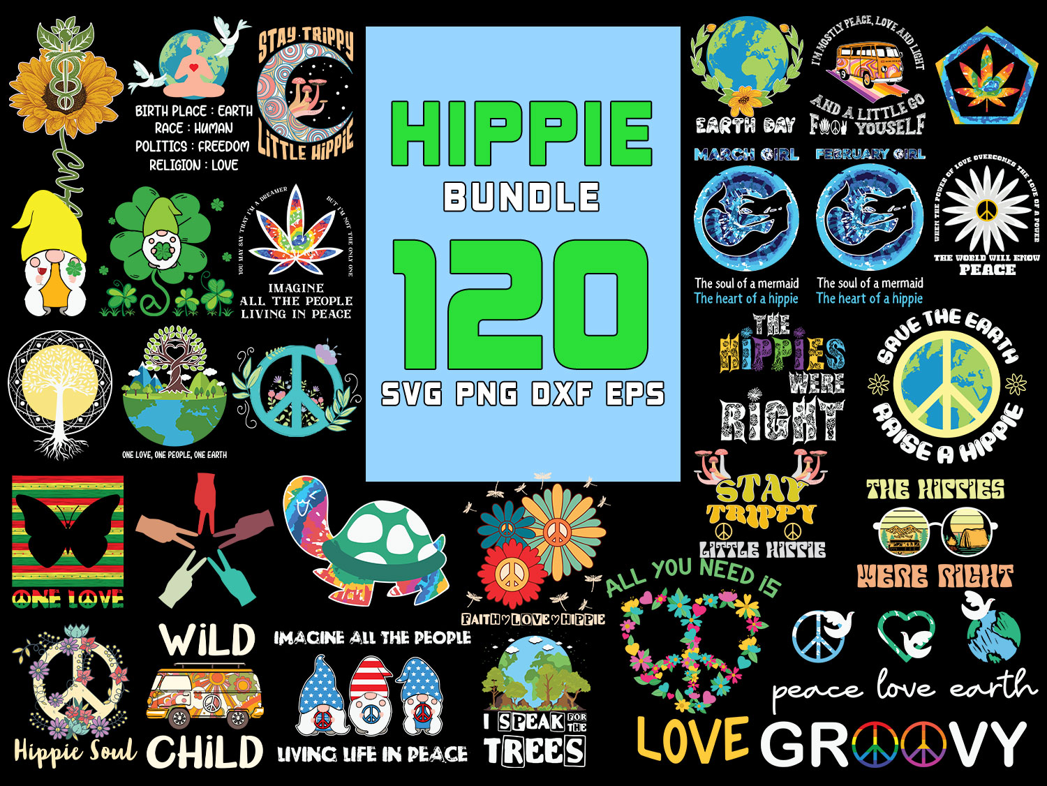 120 Hippie Bundle Svg, Trending Svg, The Hippie Here Right, | Inspire ...