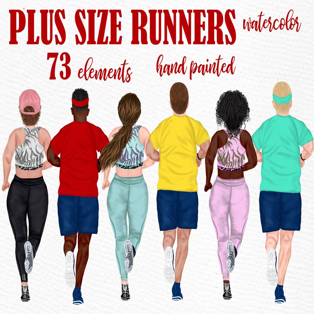 Runners Plus Size clipart: "RUNNING PEOPLE" Marathon clipart | Inspire ...