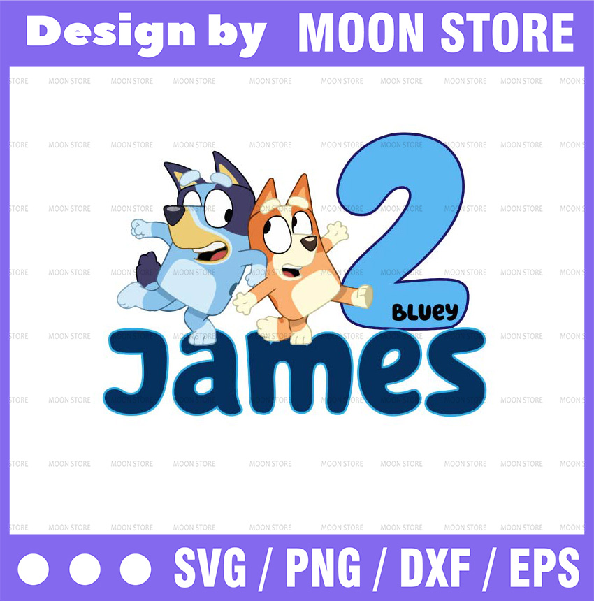 Custom Name Bluey, Personalized Name and Age Bluey Birthday - Inspire ...