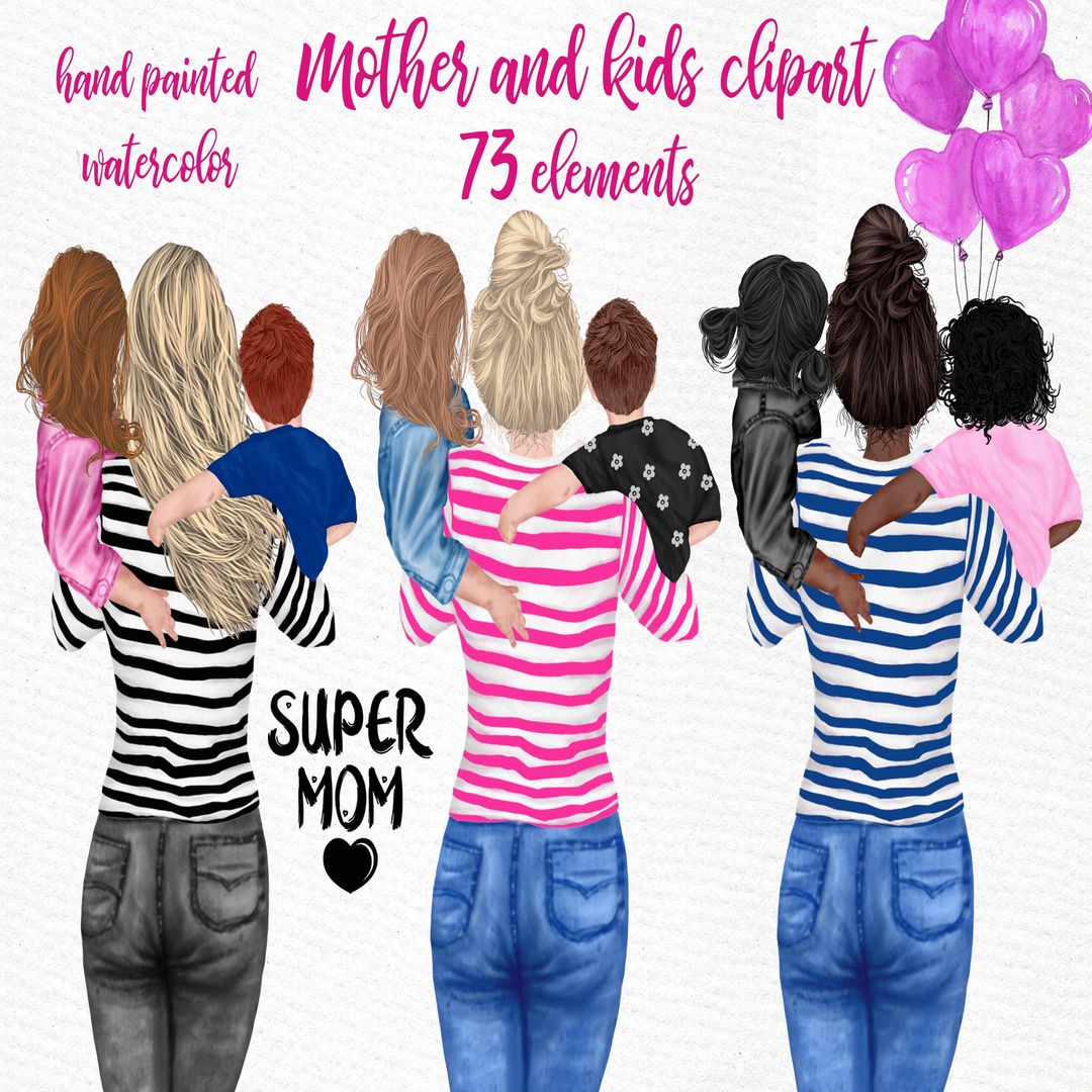 Mother and children clipart: "MOTHER'S DAY CLIPART" Fashion | Inspire ...