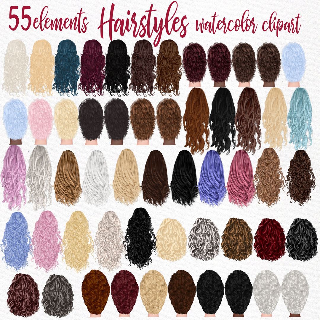 Hairstyles clipart: "GIRLS CLIPART" Custom hairstyles Long h | Inspire ...
