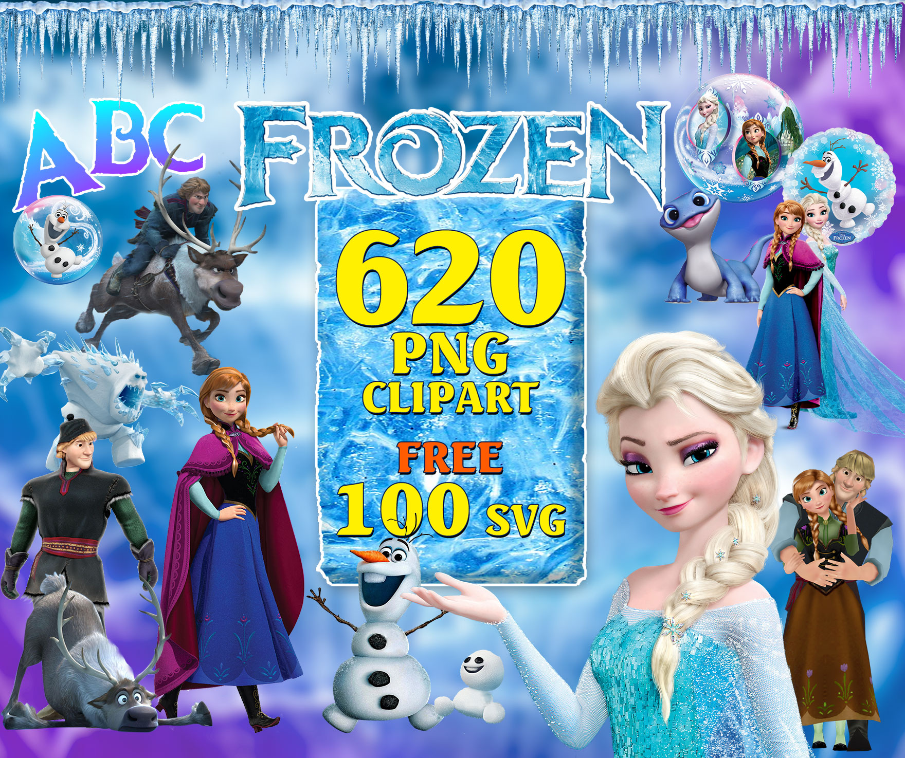 620 Frozen Clipart Bundle, Clipart Frozen Png, Elsa Olaf Ann | Inspire ...