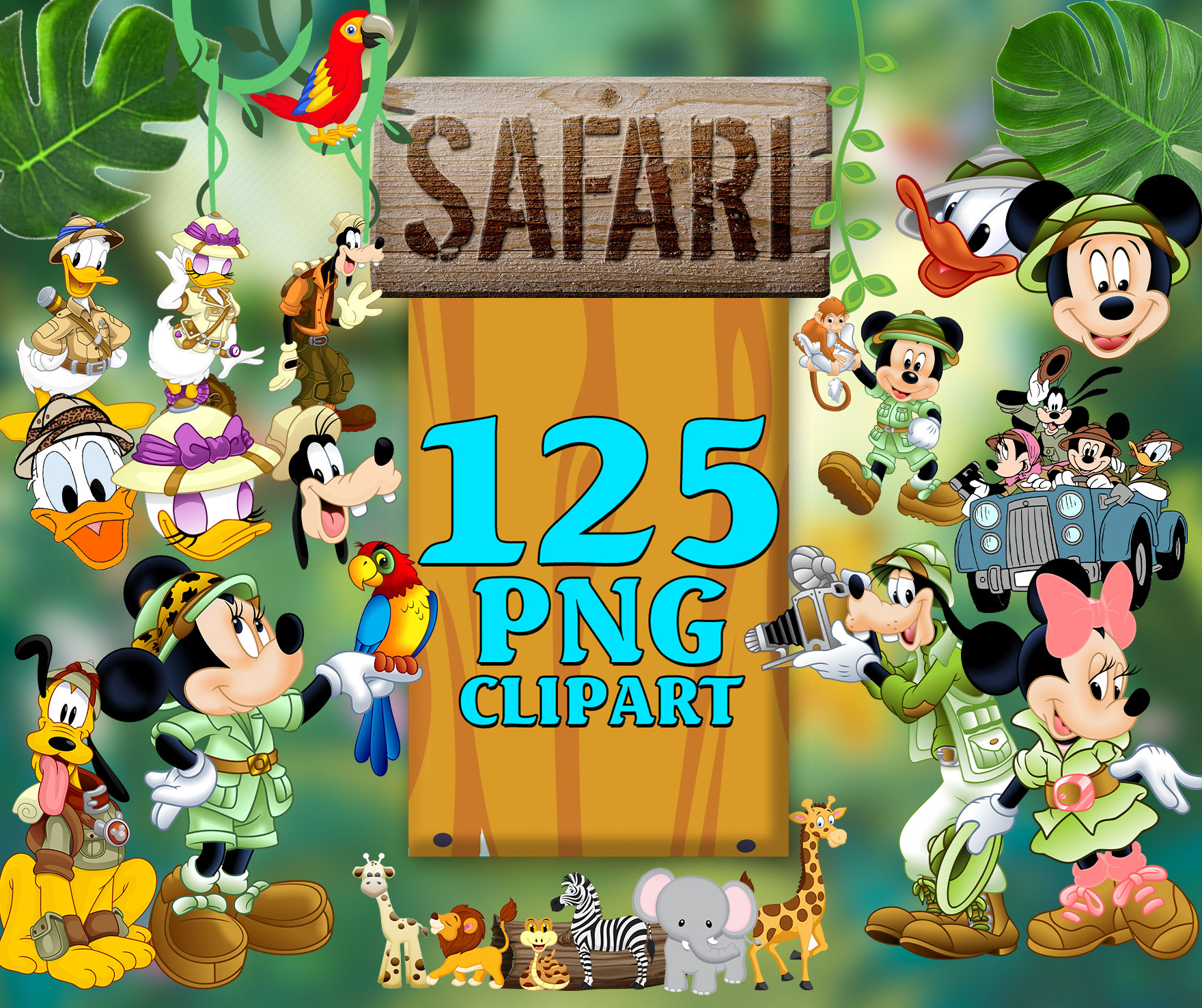 125 Mickey Safari Clipart Png, Mickey And Friends Jungle Ani | Inspire ...
