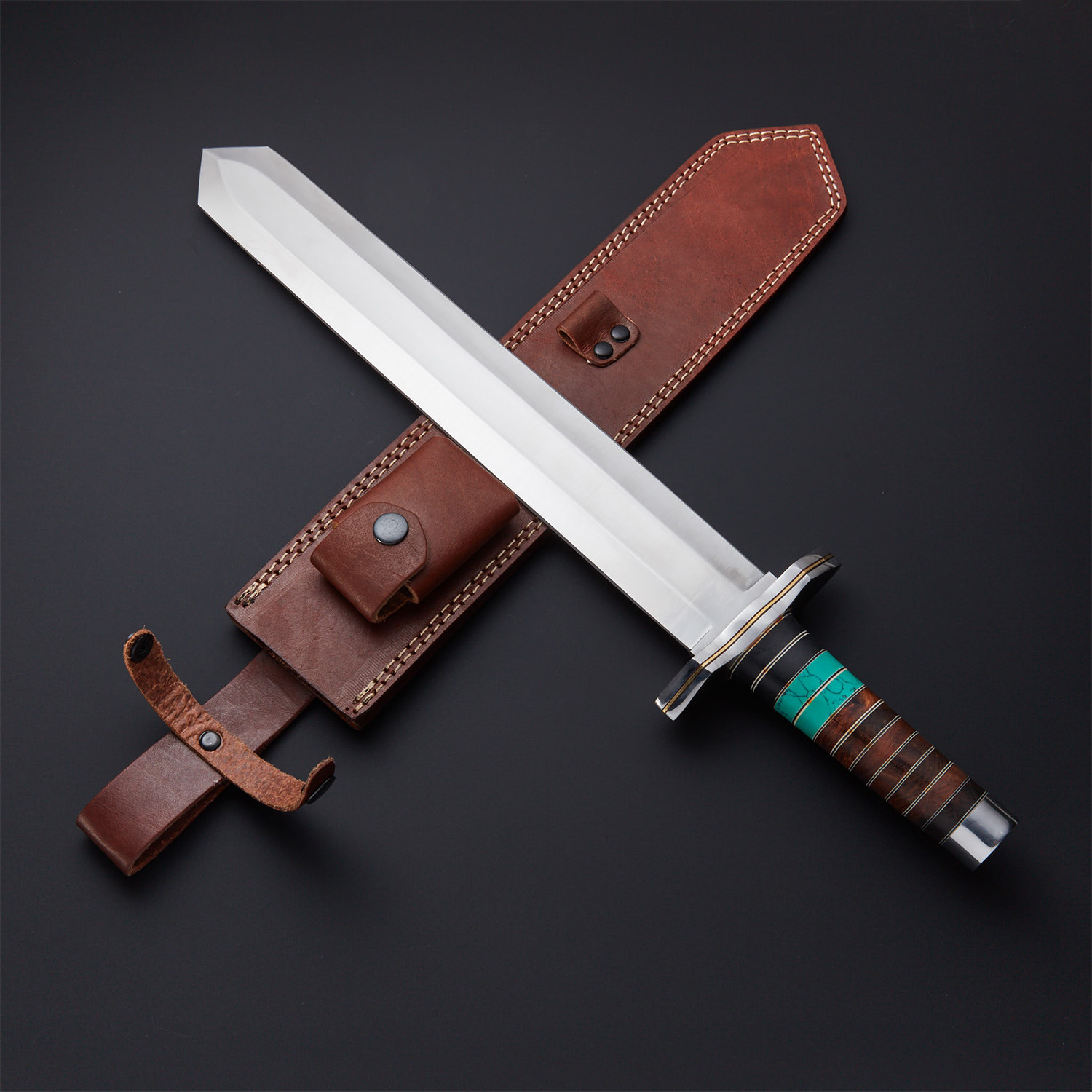 custom handmade Viking short Dagger sword with leather shea | Inspire ...