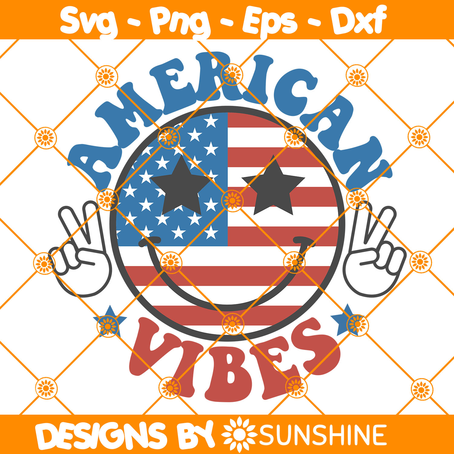 American Vibes Smiley Svg, Fourth of July Svg, Retro 4th of - Inspire ...
