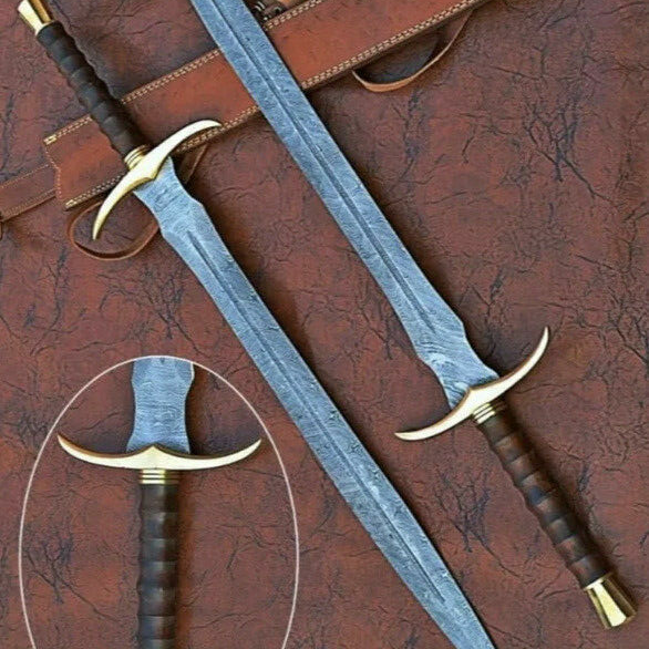 32-Inch Damascus Viking Sword – Rosewood Handle | Inspire Uplift