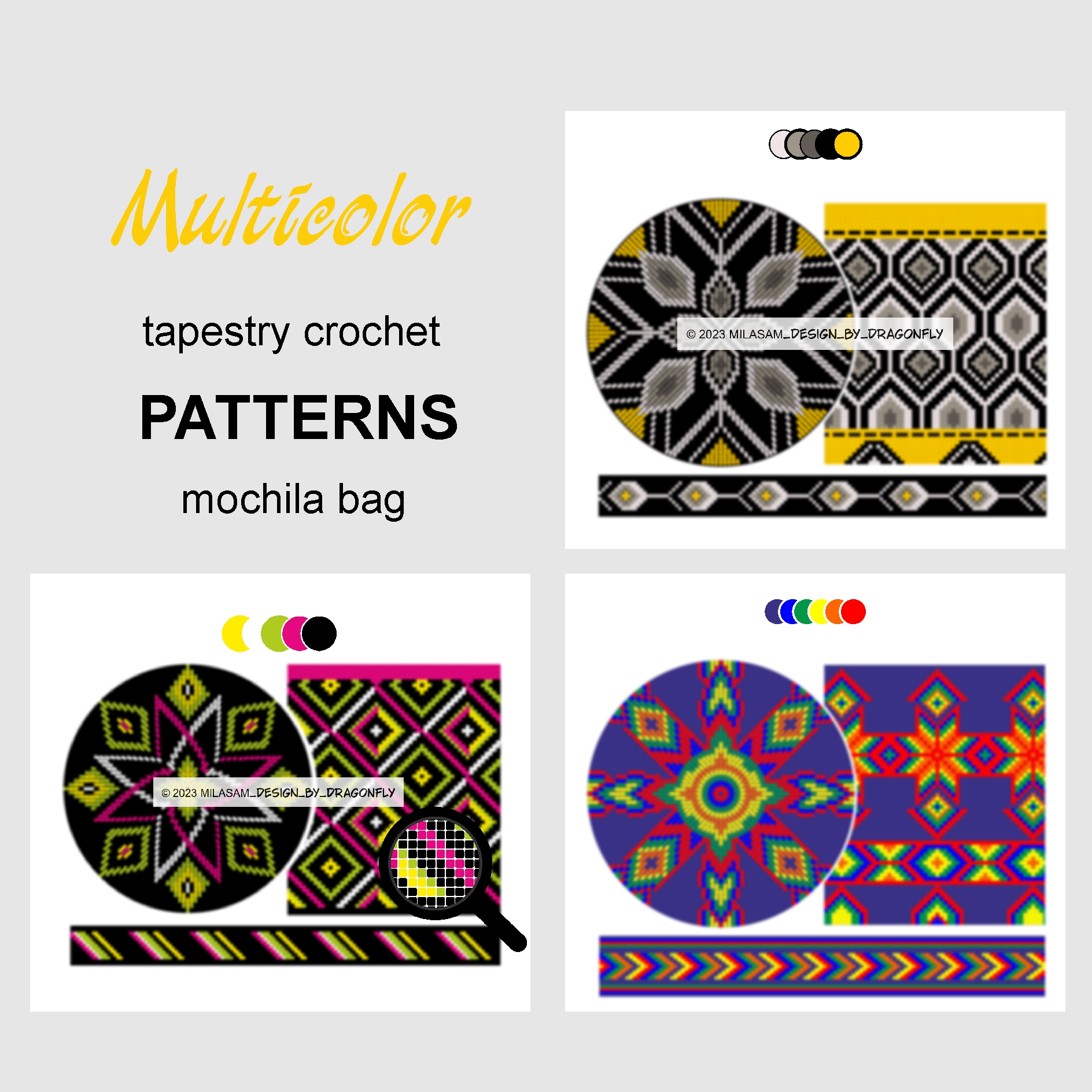 Wayuu mochila bag patterns / Set Multicolor - 17 | Inspire Uplift