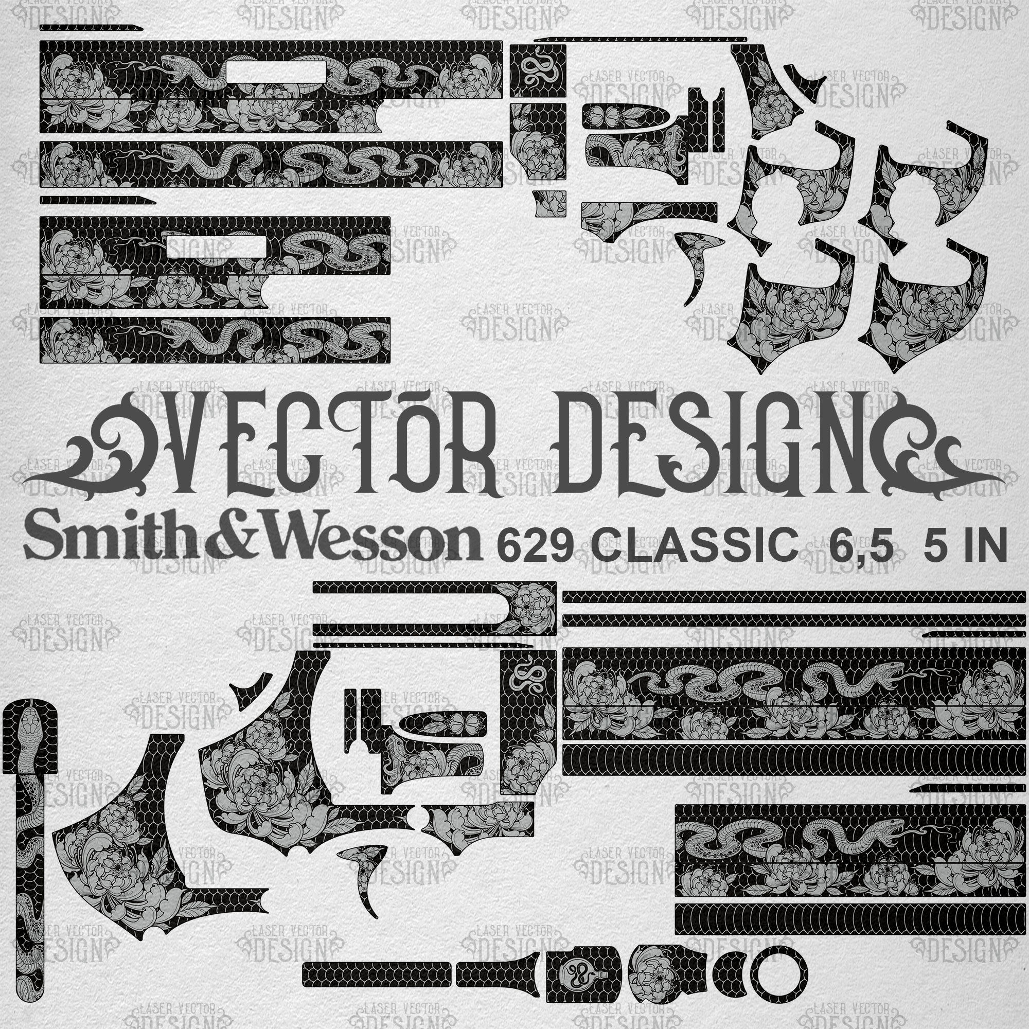 VECTOR DESIGN S&W 629 classic 6,5 5in "Snake and flowers" - Inspire Uplift