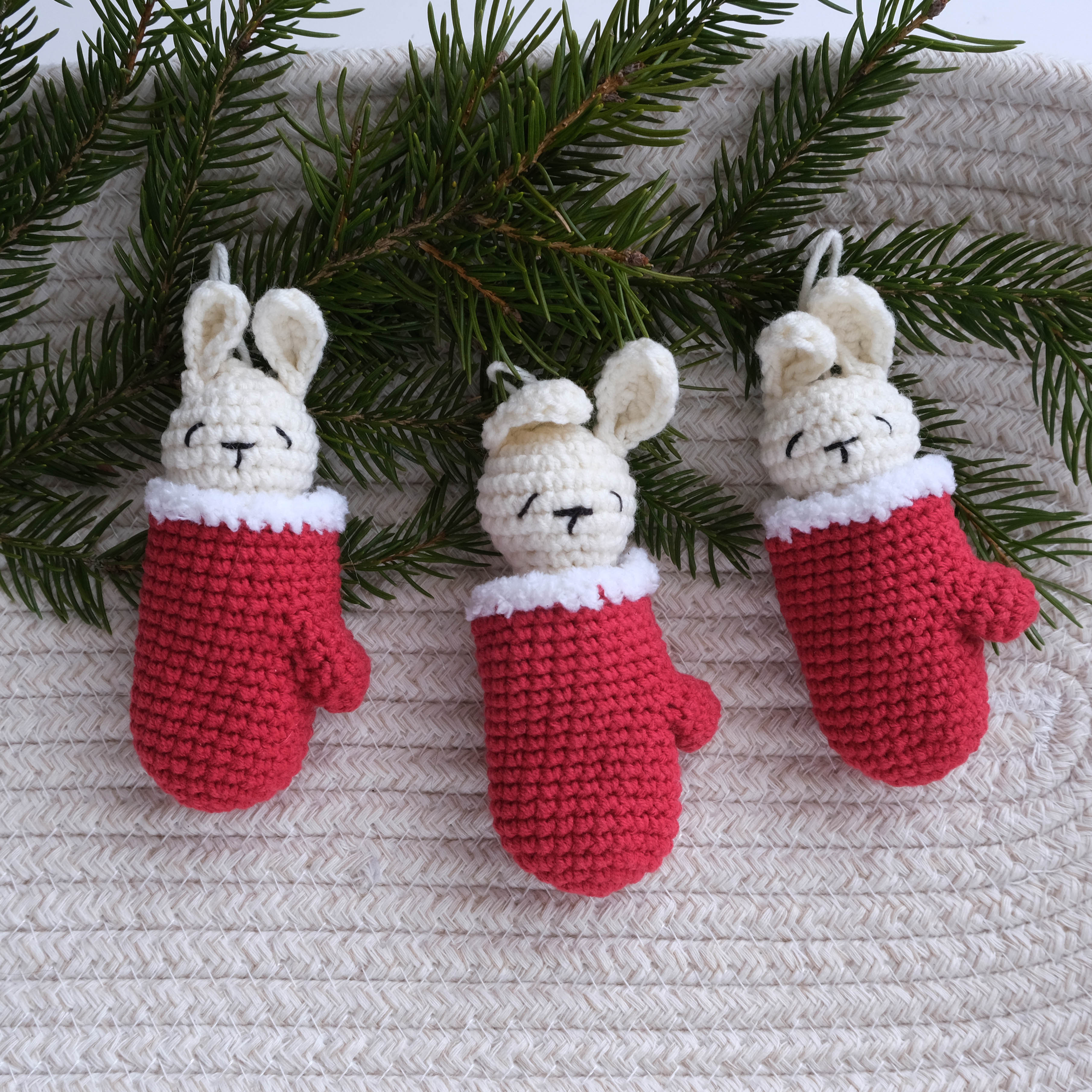 Christmas mini mittens and bunny crochet pattern home decor | Inspire ...