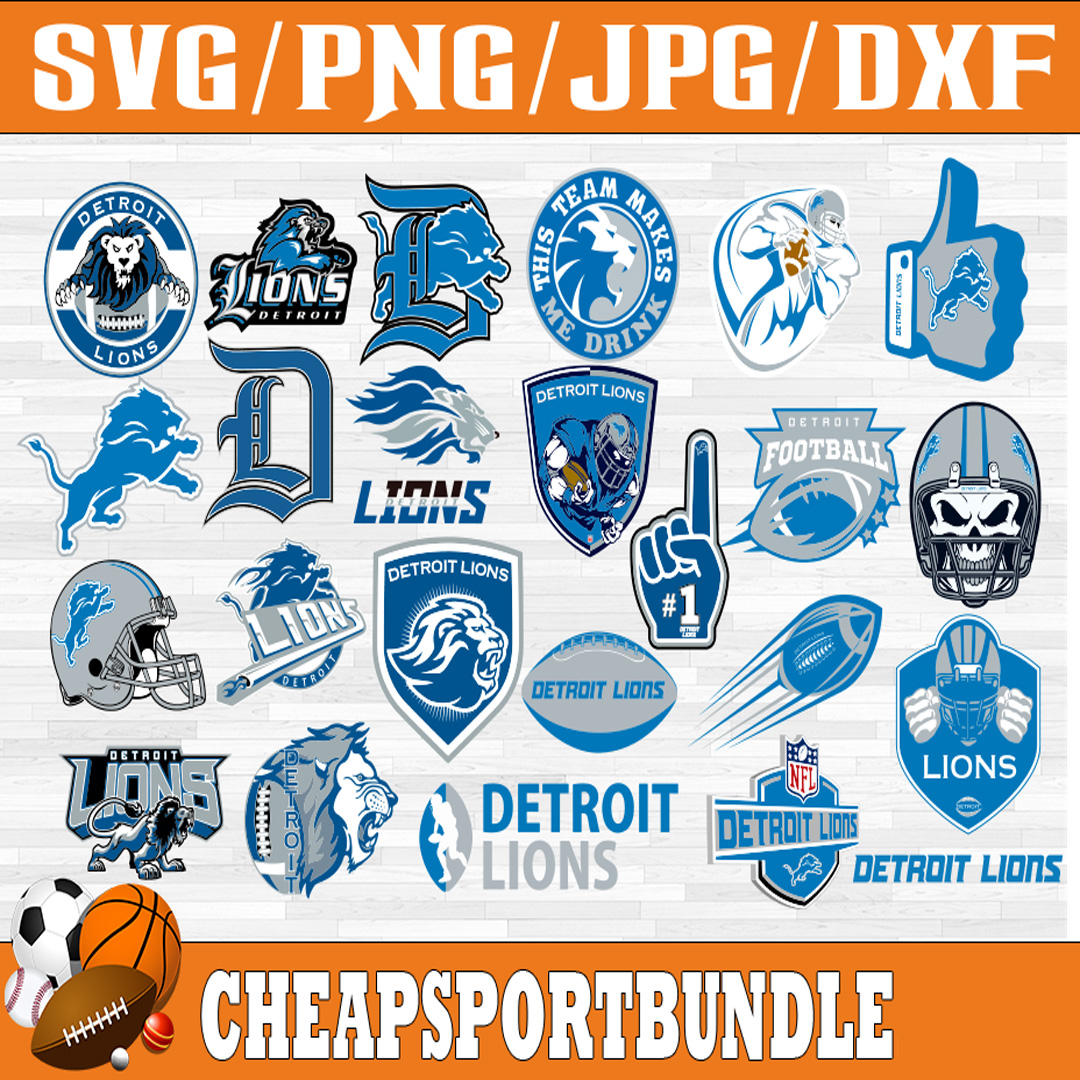 Bundle 24 Files Detroit Lions Football team Svg, Detroit Lio - Inspire ...
