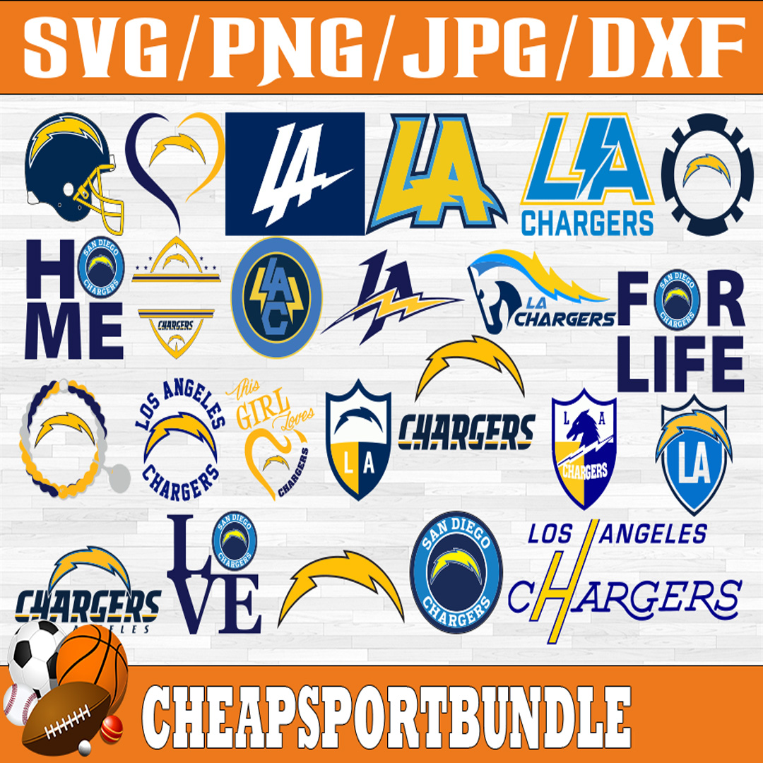 Bundle 24 Files Los Angeles Chargers Football team Svg, Los - Inspire ...