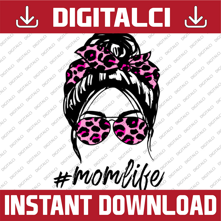 Mom Life Messy Hair Bun pink Leopard Print Mothers Day Happy | Inspire ...