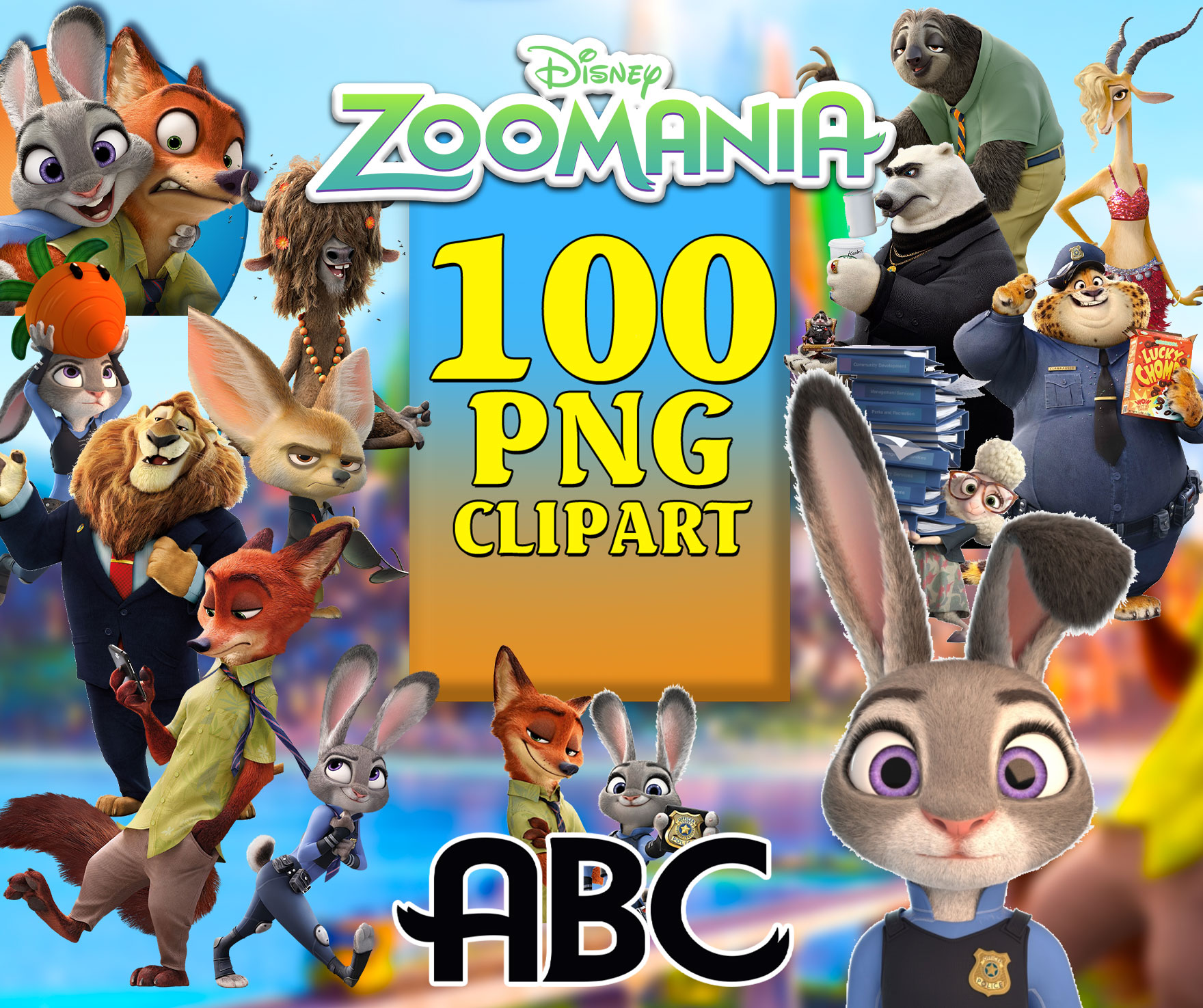 100 Zootopia Clipart Bundle, Animals Cartoon Movie Clipart, | Inspire ...