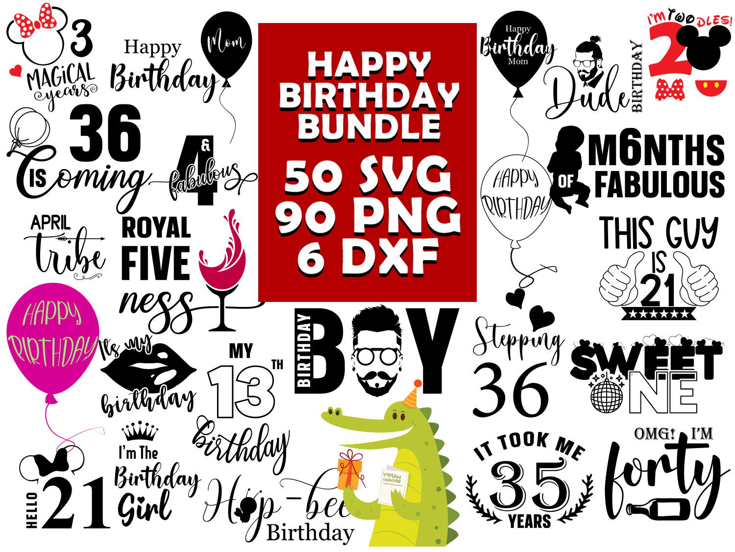 Happy Birthday Bundle Svg, Birthday Svg, New Age Svg, Sweet | Inspire ...