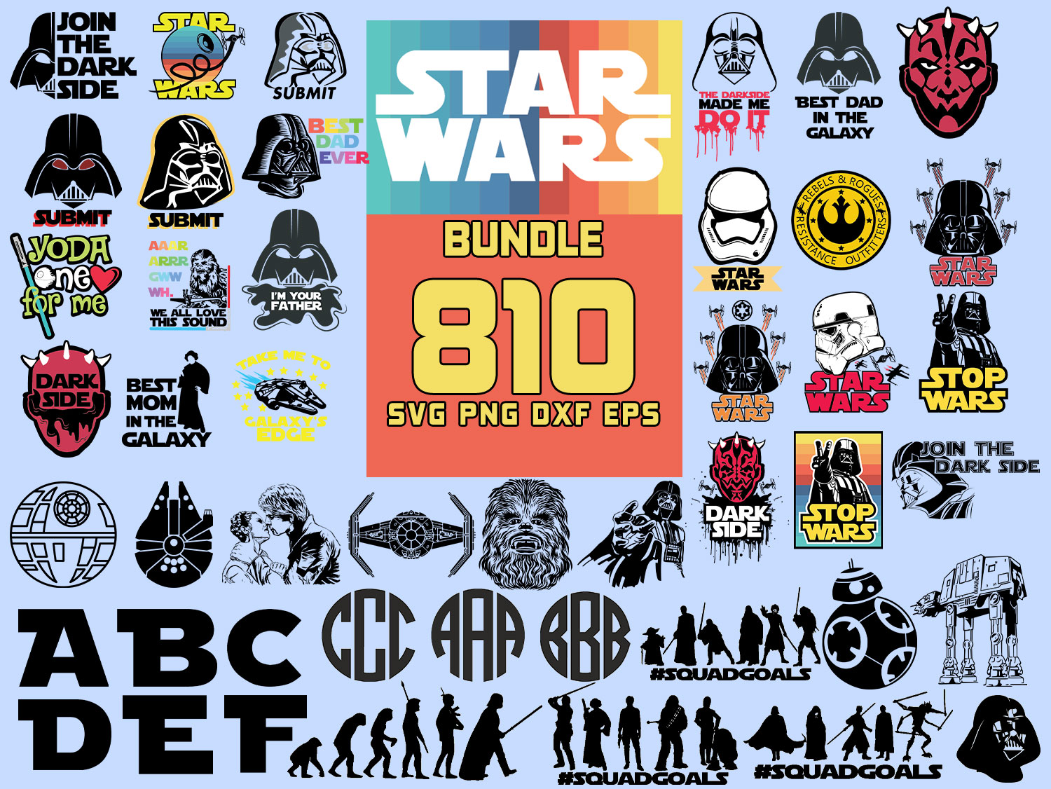 810 Files Star Wars Bundle Svg, Star Wars Svg, Star Wars Bun | Inspire ...