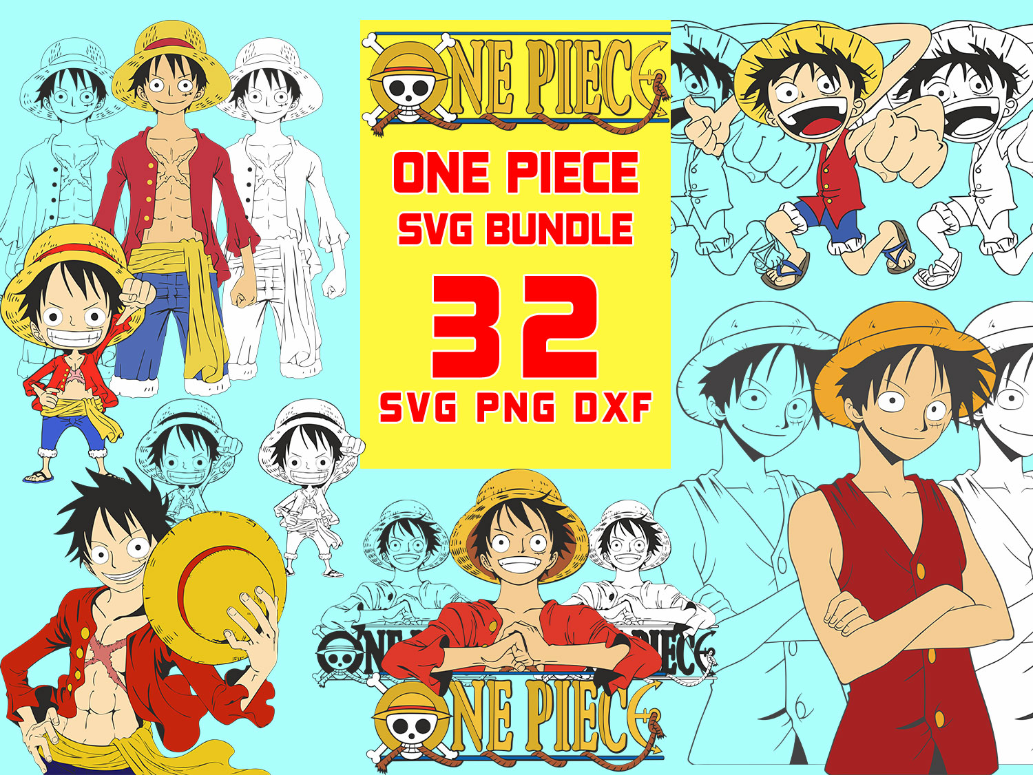 32 Files One Piece Svg Bundle, Cartoon Svg, Anime Svg, One P | Inspire ...