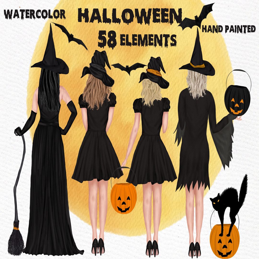 Halloween clipart: "WITCHES CLIPART" Halloween Mug Full Moon - Inspire ...