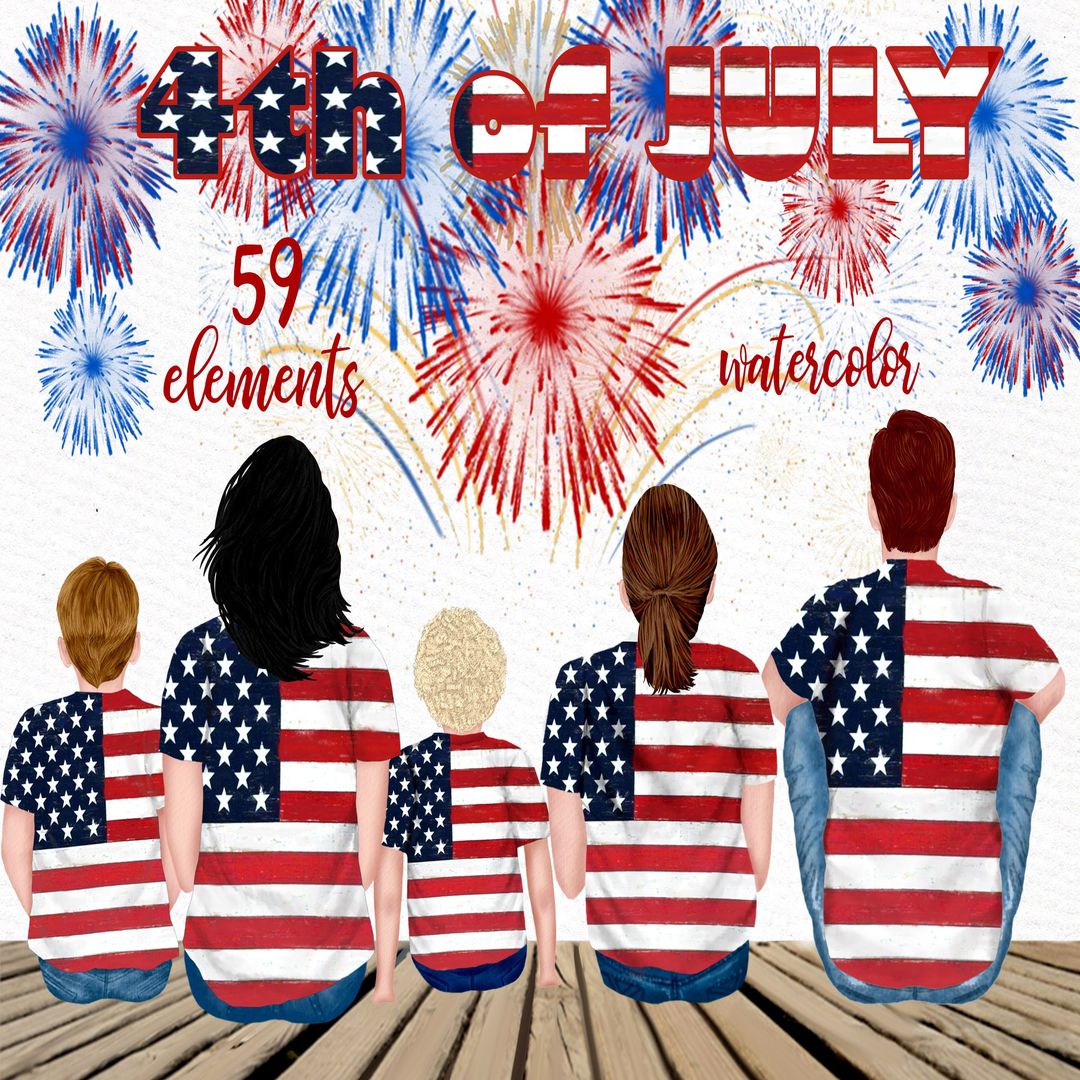 4th of July clipart: "FAMILY CLIPART" Fireworks clipart Peop | Inspire ...