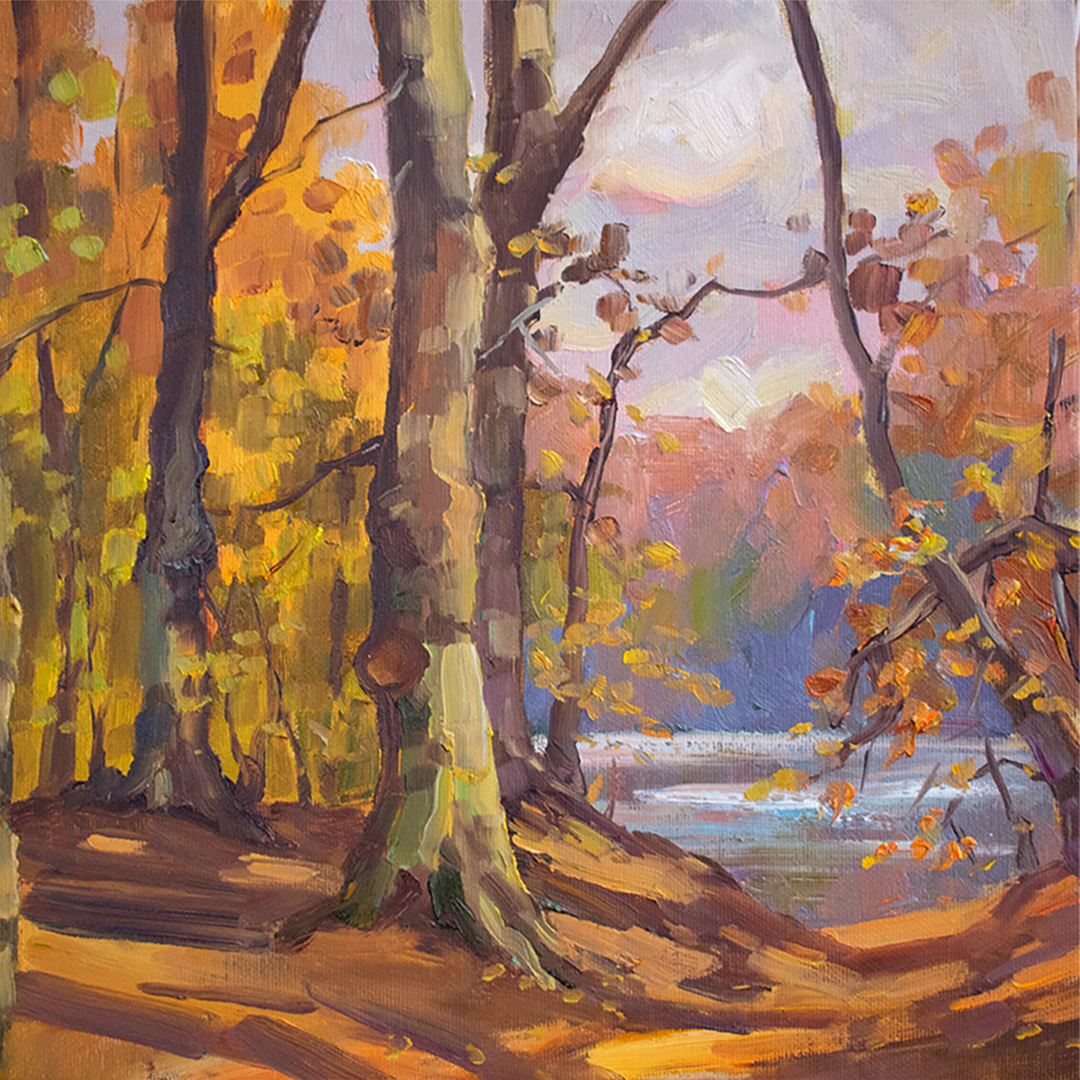 Fall trees painting landscape oil original canvas art | Inspire Uplift