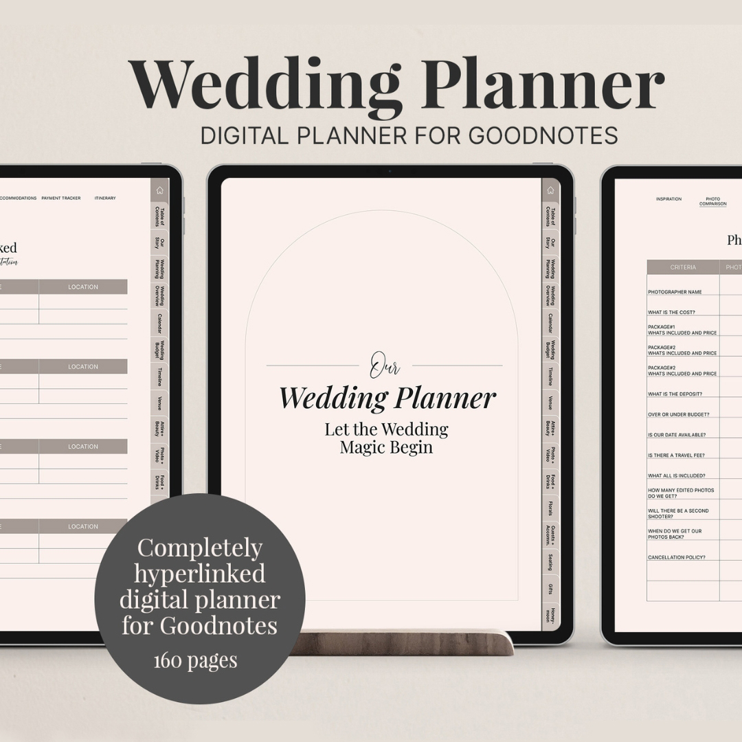 Wedding Planner for iPad Goodnotes, 160 Page Digital Wedding | Inspire ...