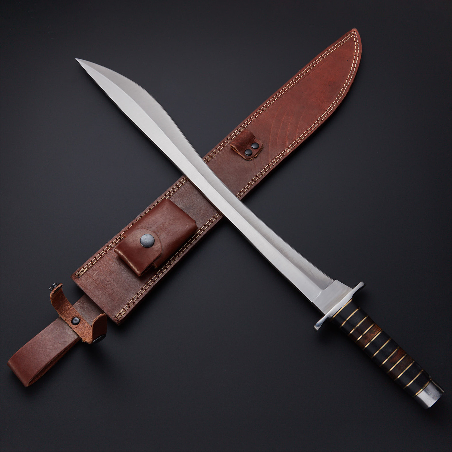 custom handmade swords d2 steel with leather sheath Walnut | Inspire Uplift