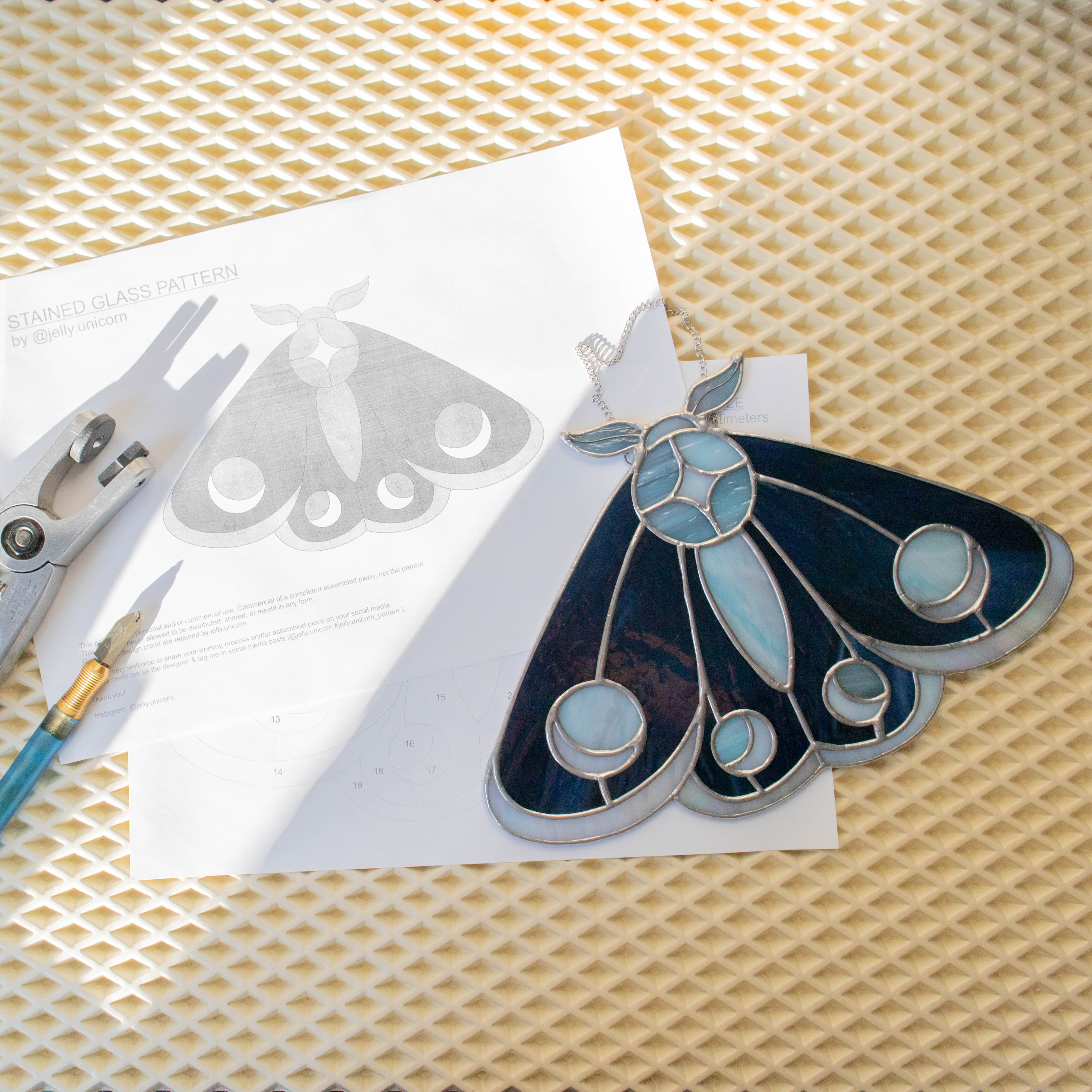 Stained glass moth pattern, Printable pattern, Stained glass - Inspire ...