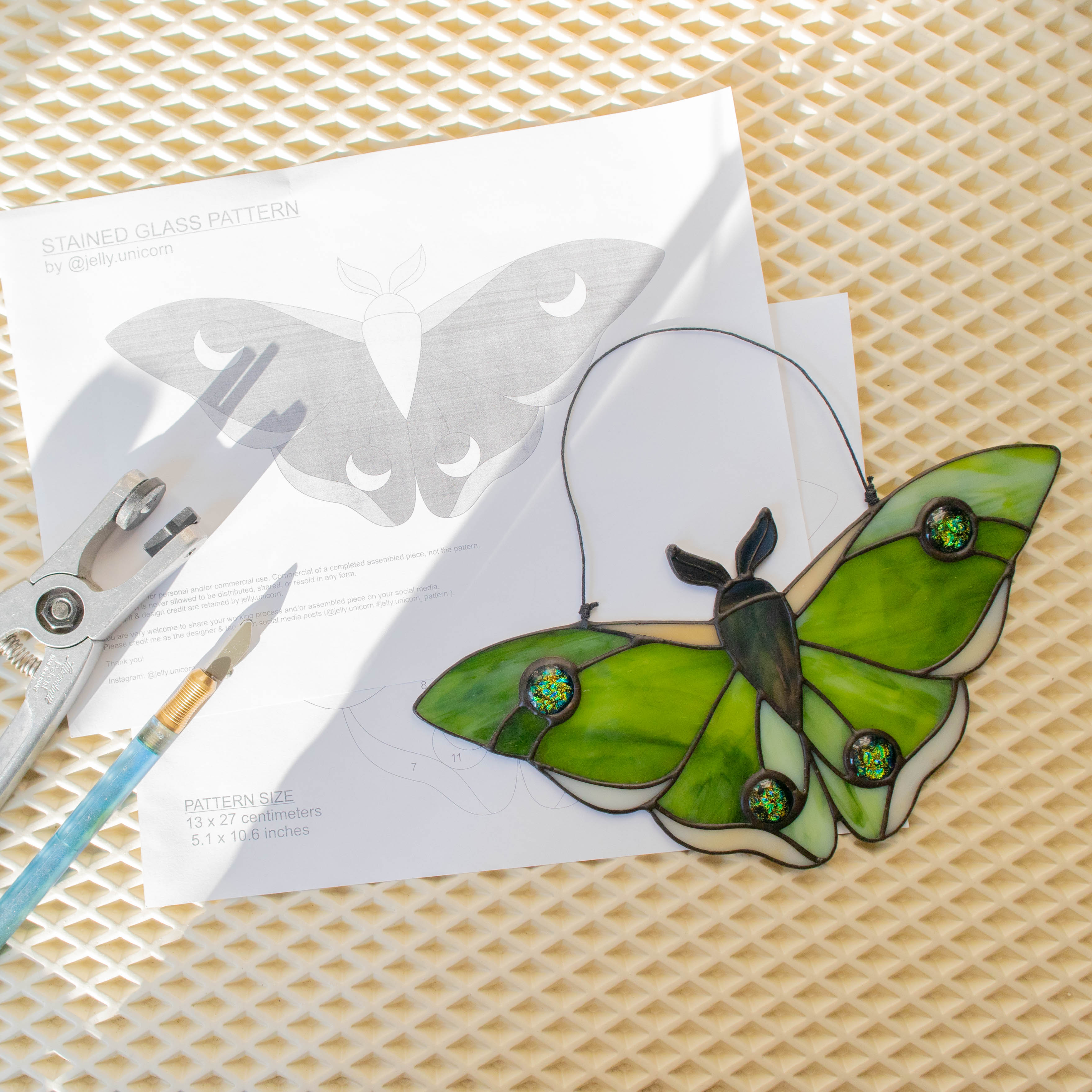 Stained glass moth pattern, Printable pattern, Stained glass - Inspire ...