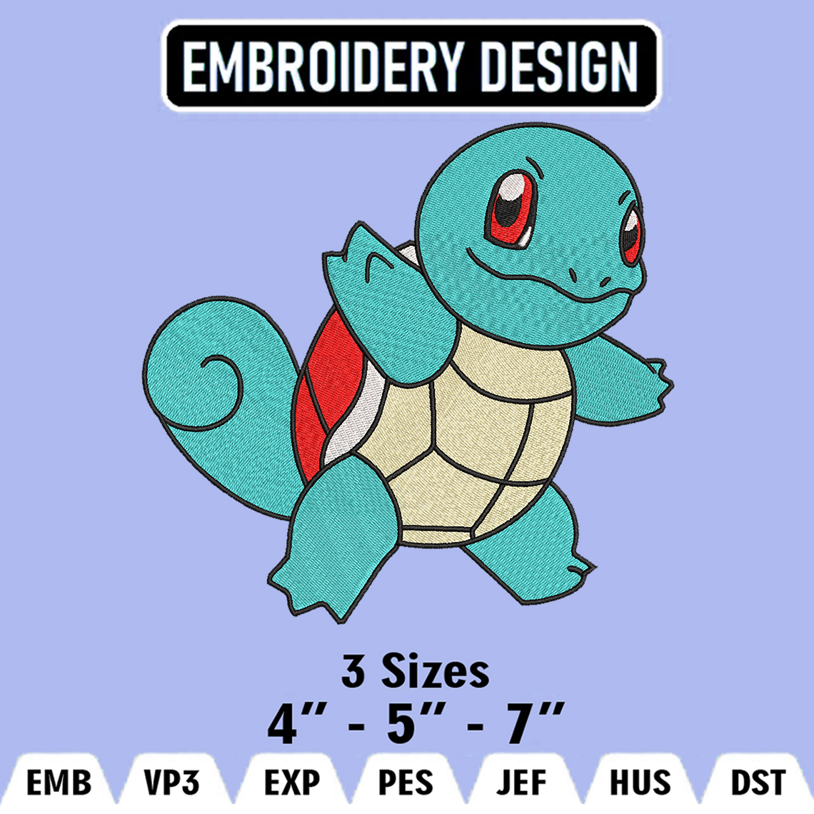 Squirtle Embroidery Designs, Squirtle Embroidery Files, Poke | Inspire ...
