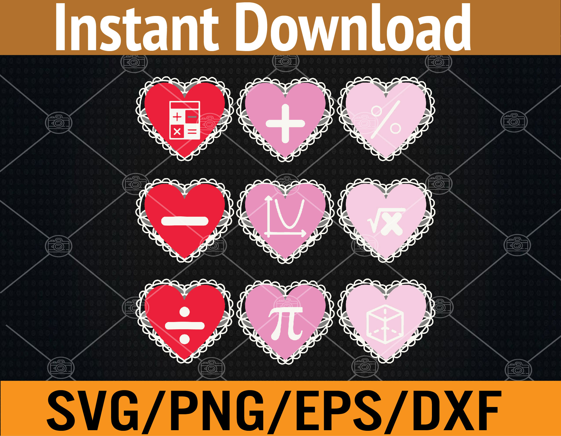 Valentine's Day Hearts Math Design Svg, Eps, Png, Dxf, Digit | Inspire ...