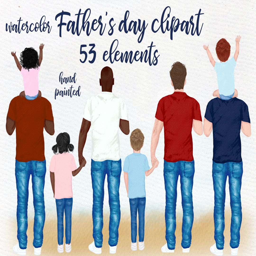 "Father and children clipart: ""FATHER'S DAY CLIPART"" Daddy | Inspire ...