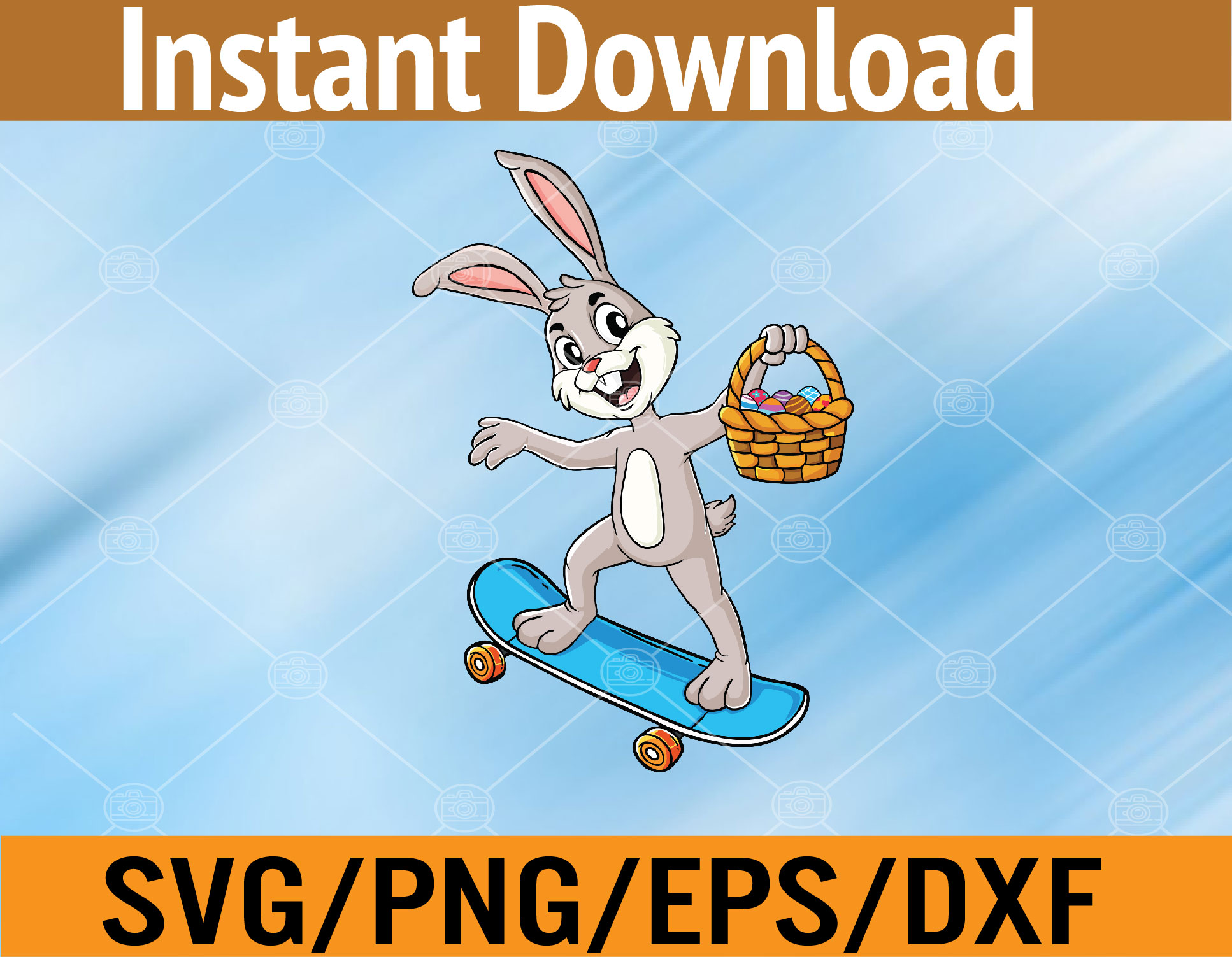 Easter Day Rabbit Riding A Skateboard Boys Girls Kids Skater | Inspire ...